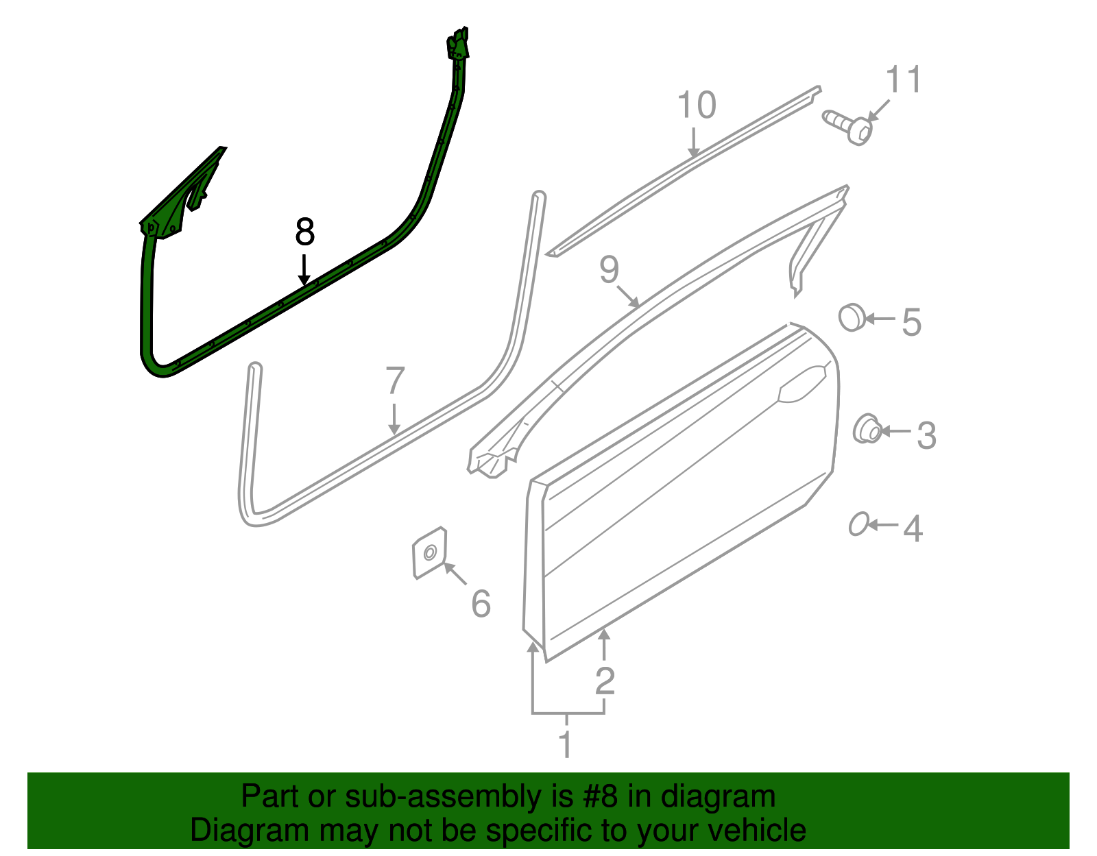 82130-2M001 - Door Weather-Strip 2010-2016 Hyundai Genesis Coupe ...