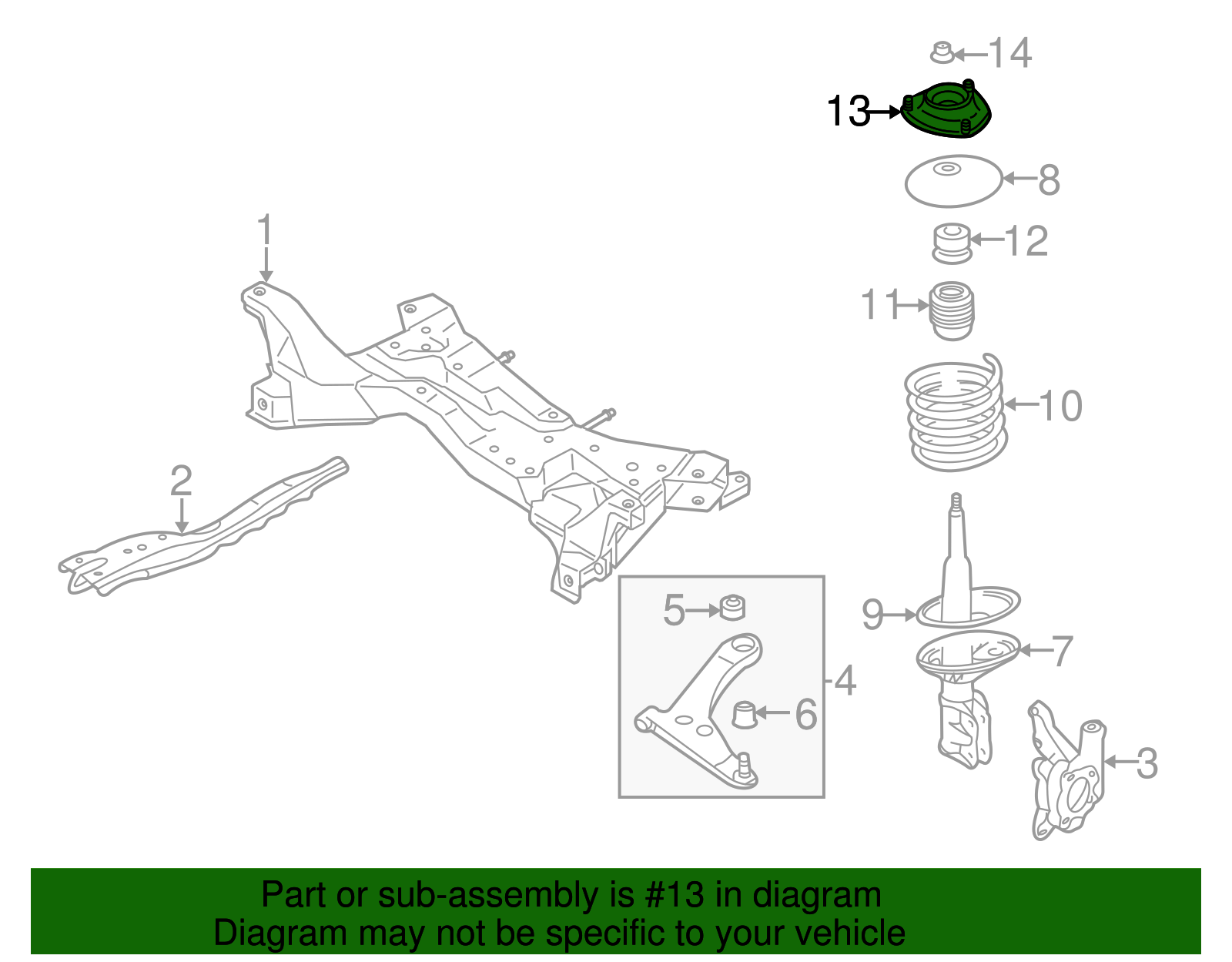 2002-2007 Mitsubishi Strut Mount MR554860 | Mitsubishi Parts Warehouse ...