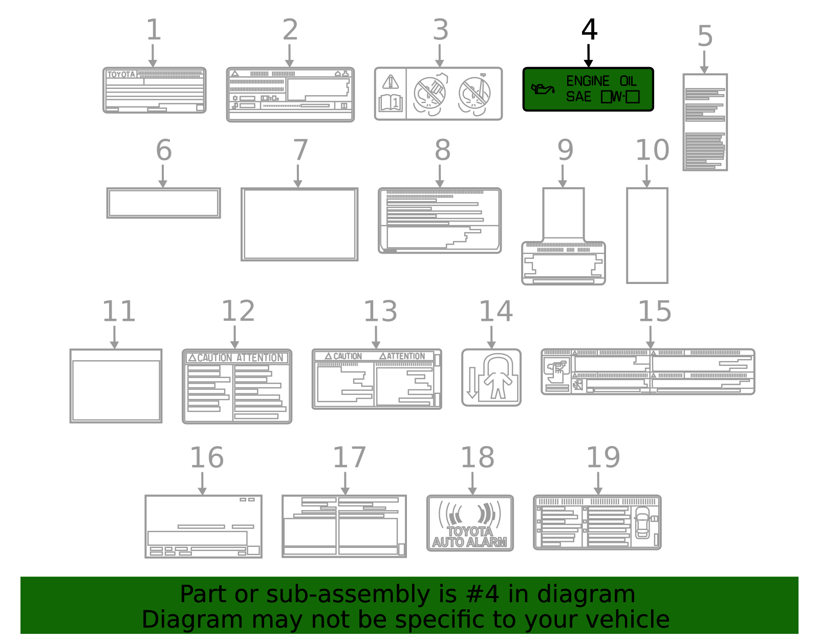 15369-F0010 - Info Label 2018-2025 Toyota | Longo Toyota Parts