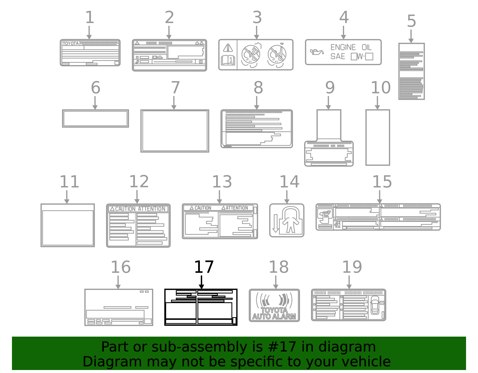 2021-2025 Toyota 2021-2024 Toyota RAV4 Prime - Tire Press Label 42661 ...