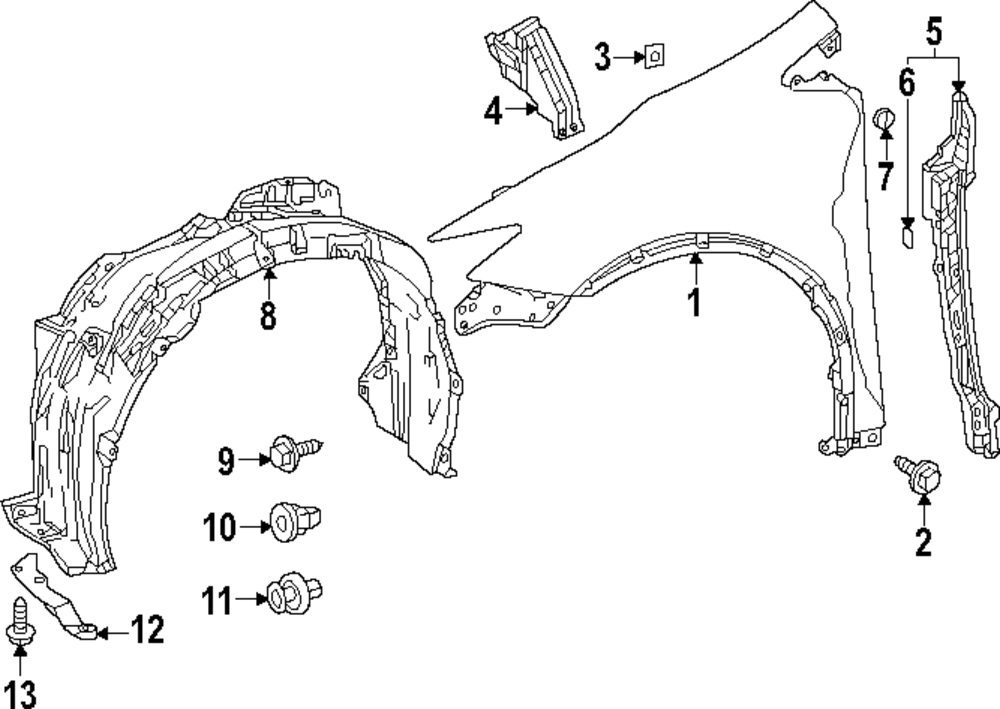 2023-2025 Toyota 2023-2024 Toyota - Fender Liner 53876-47150 | Sparks Parts