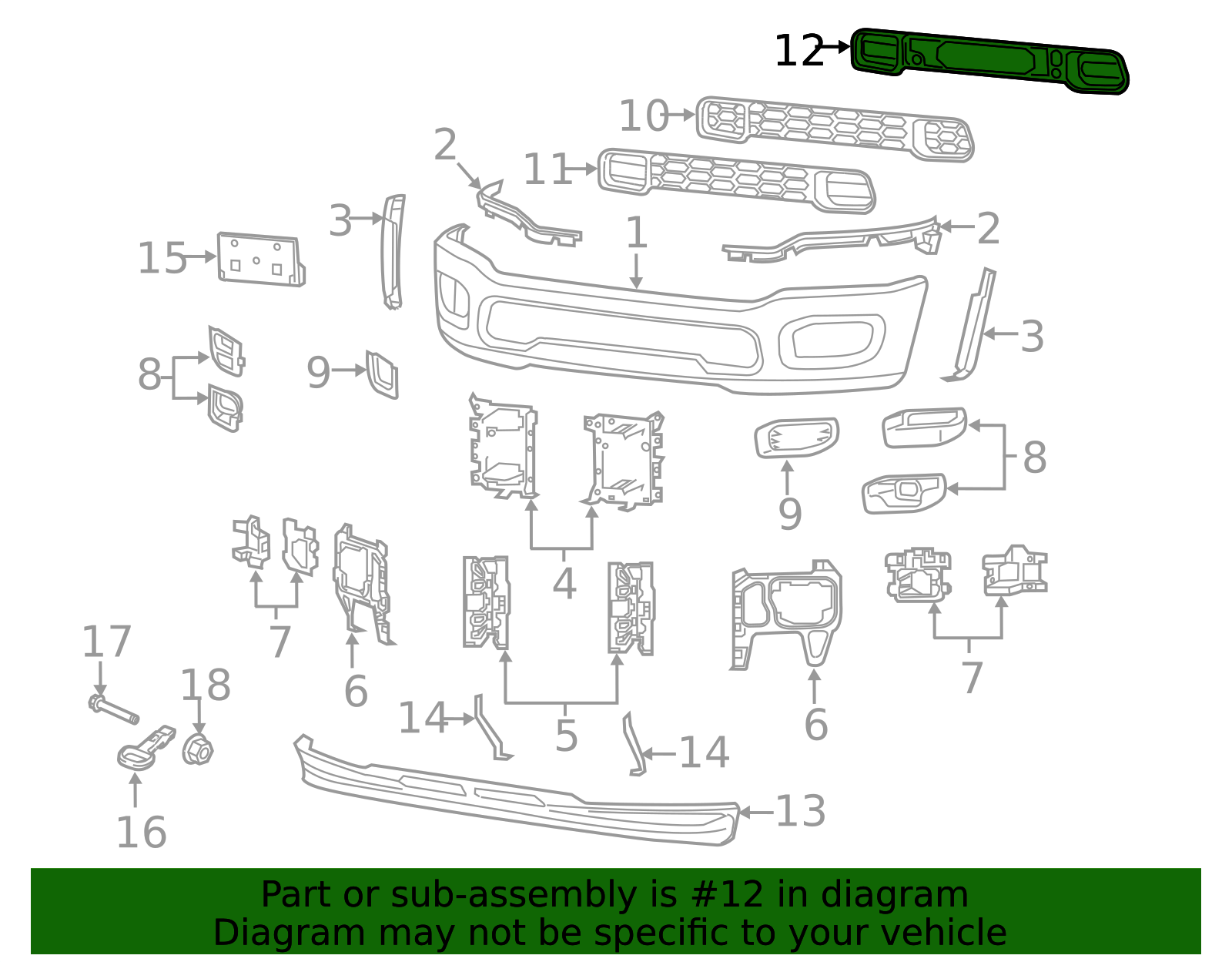 68384299AA - Lower Grille - 2019 2020 Ram 2500 | Mopar Parts Canada