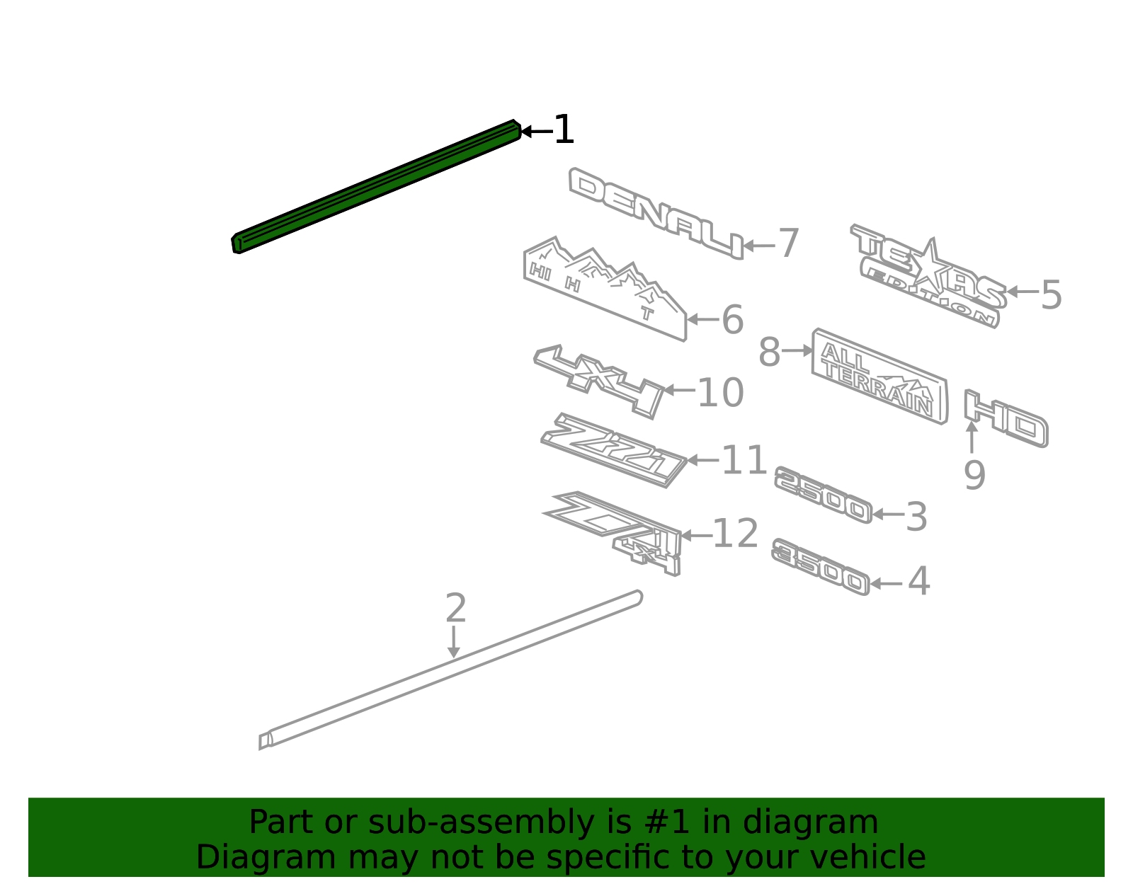 84025010 - 2014-2019 GM - Front Passenger Side Door Window Belt Reveal ...