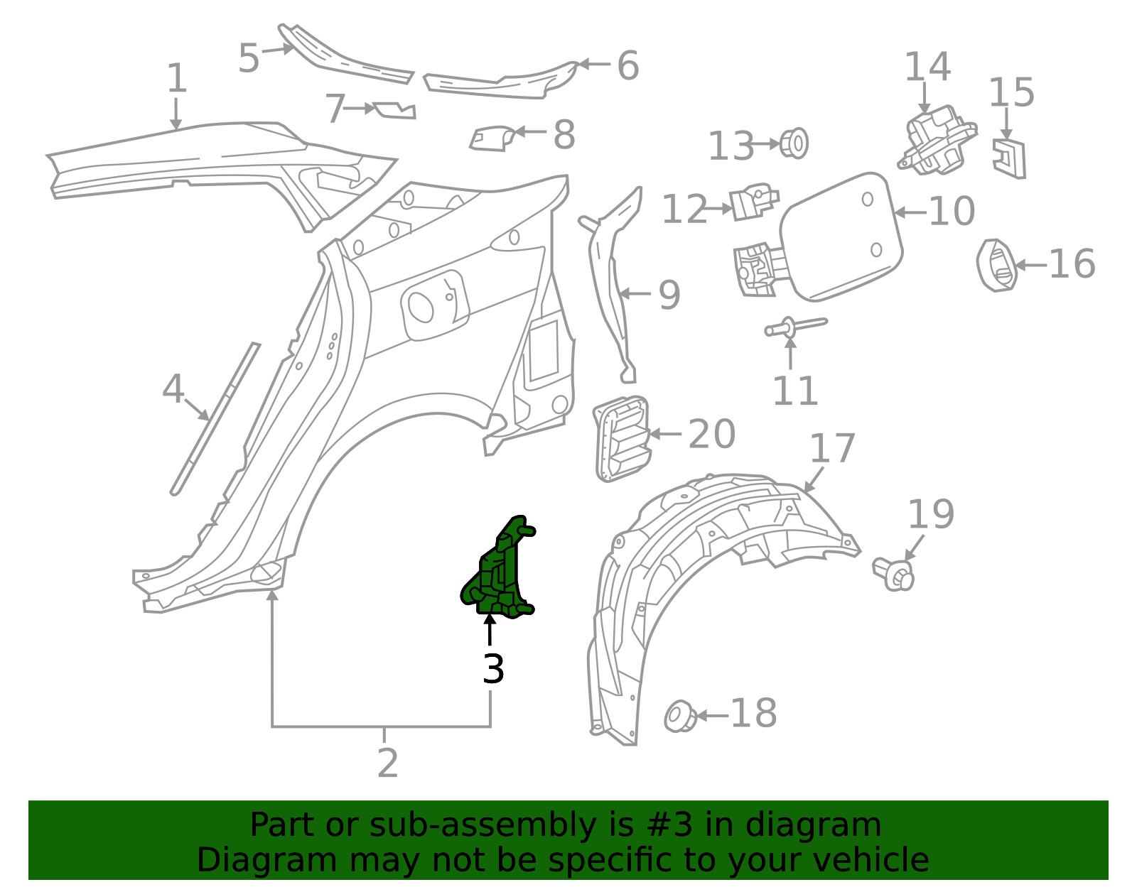 2019-2022 Toyota Quarter Panel Mount Bracket 65566-47010 | Toyota Parts ...