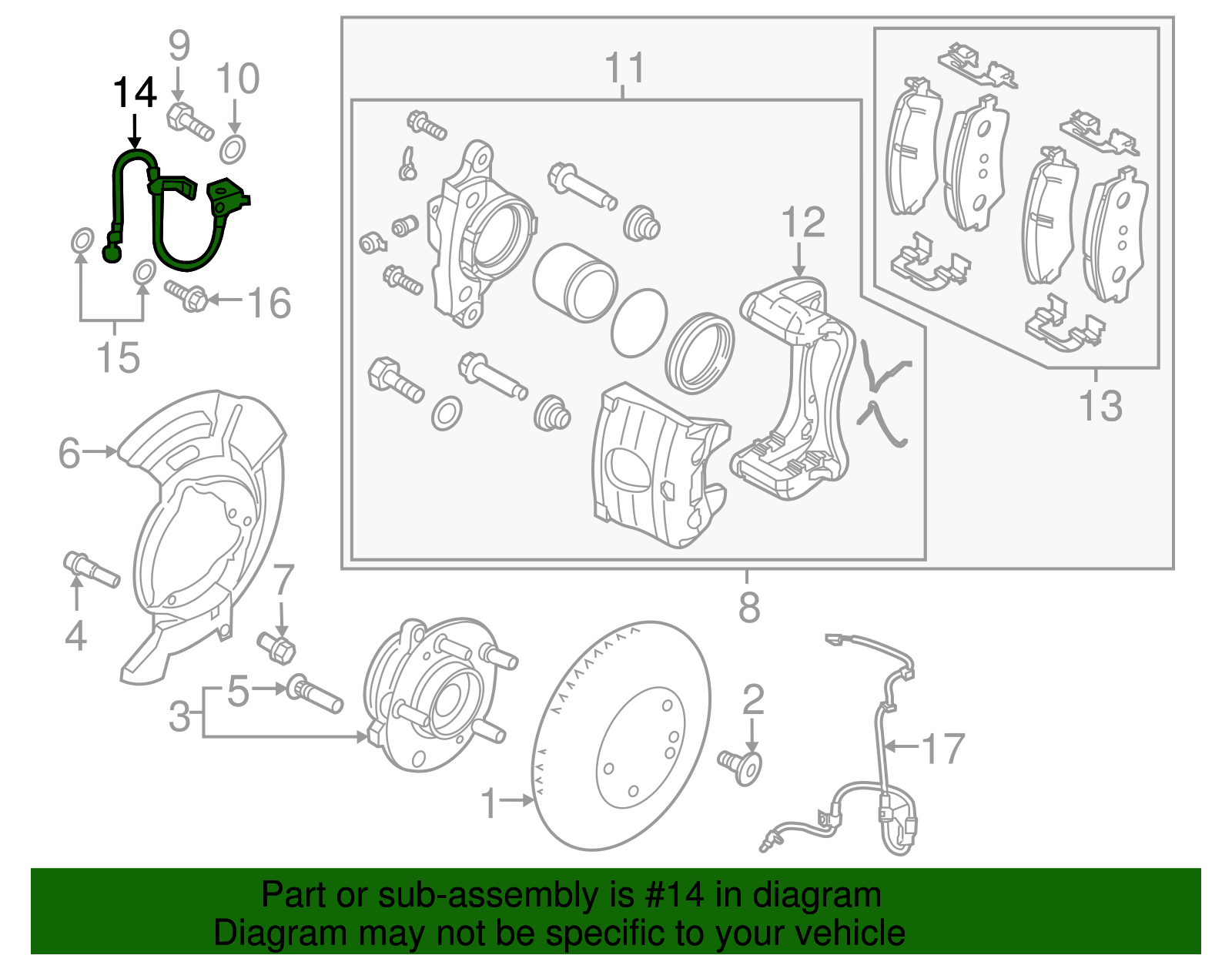 Hyundai - 58732-G2000 - Brake Hose - 2017-2022 Hyundai Ioniq | OEM ...