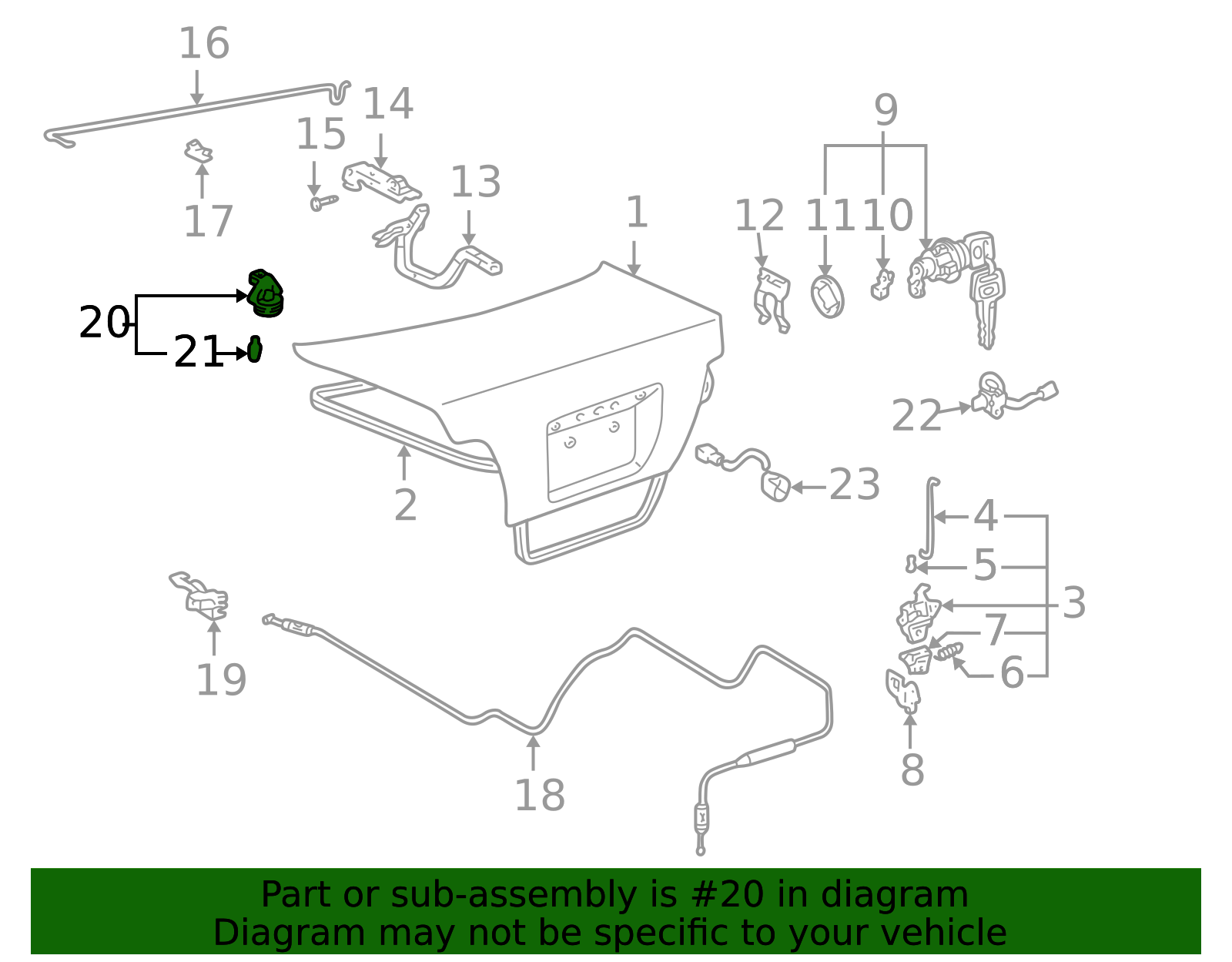 1998-2013 Toyota Corolla Trunk Lamp 81330-02020 | MotorMotor