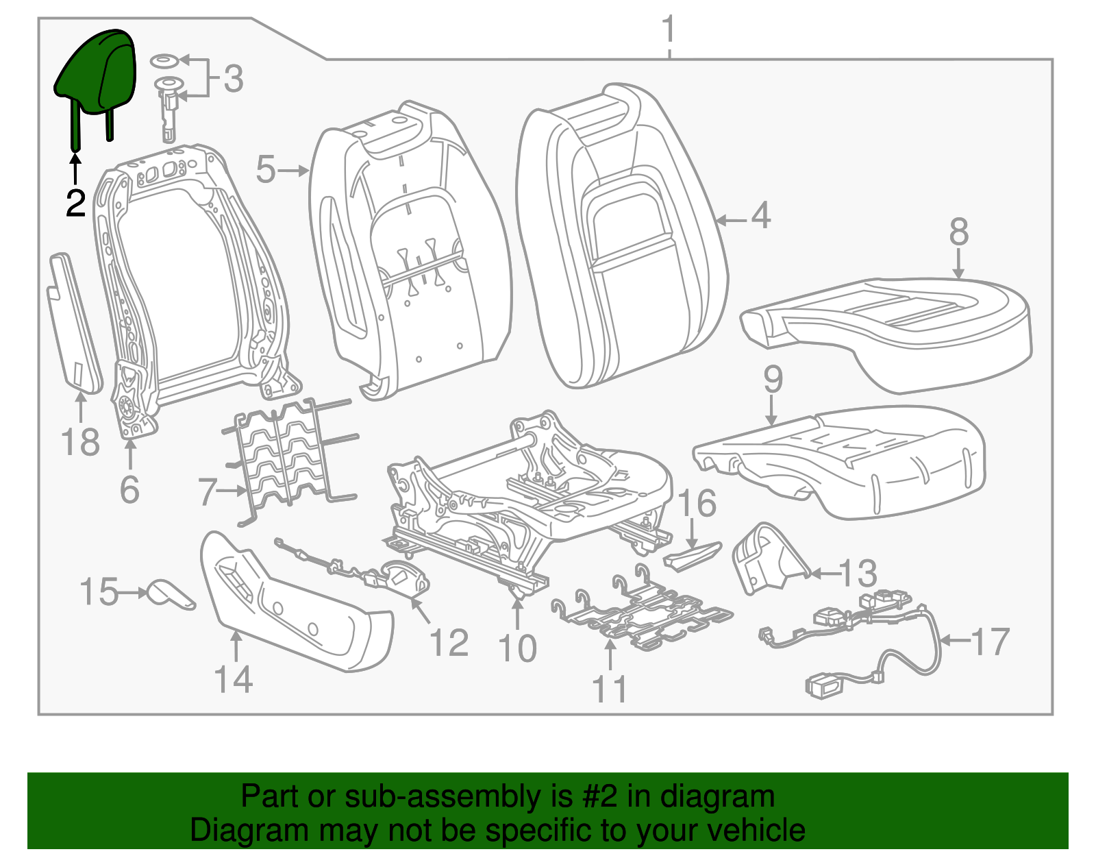 2015-2022 GM Headrest 84698839 | Capital Chevy Parts