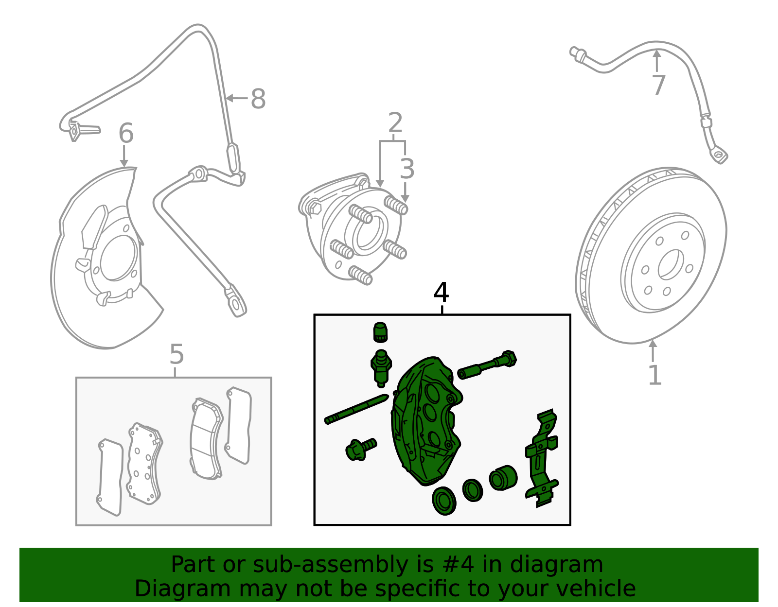 20982719 - Yellow Front Driver Side Disc Brake Caliper Assembly with ...