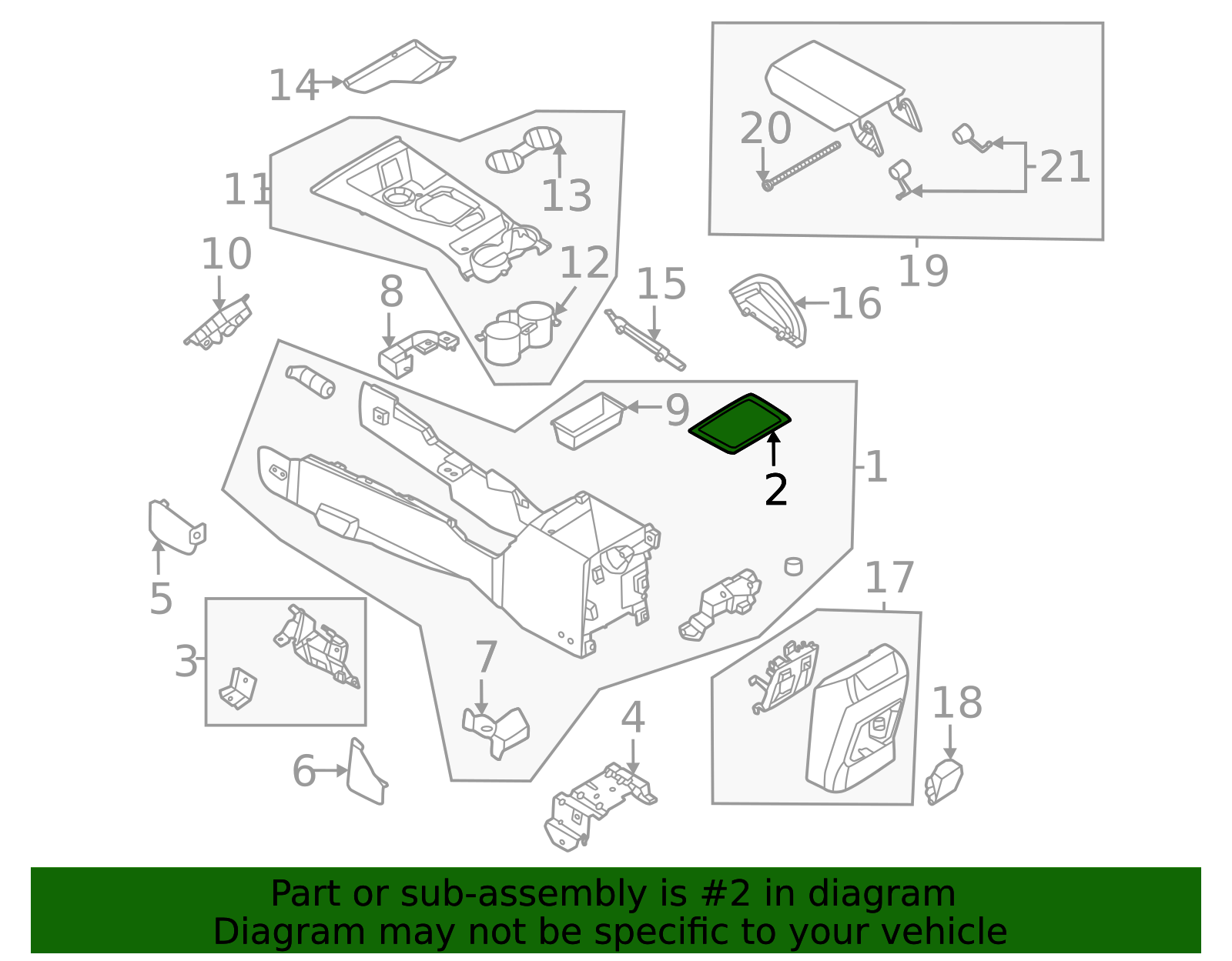 2021-2024 Ford Bronco | Console Base Mat | M2DZ-78045G34-AA | Walls ...