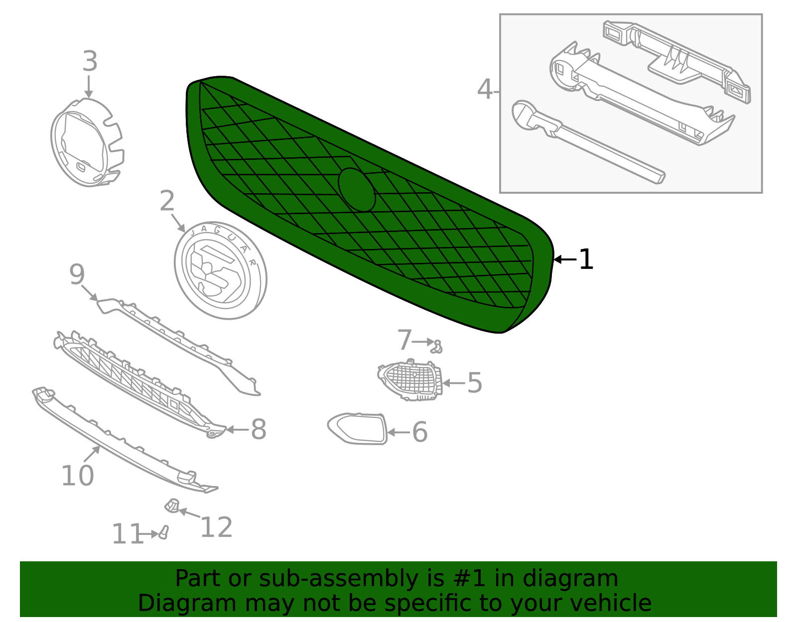 2021-2023 Jaguar XF | Center Grille | T2H45332 | OEM Vehicle Parts