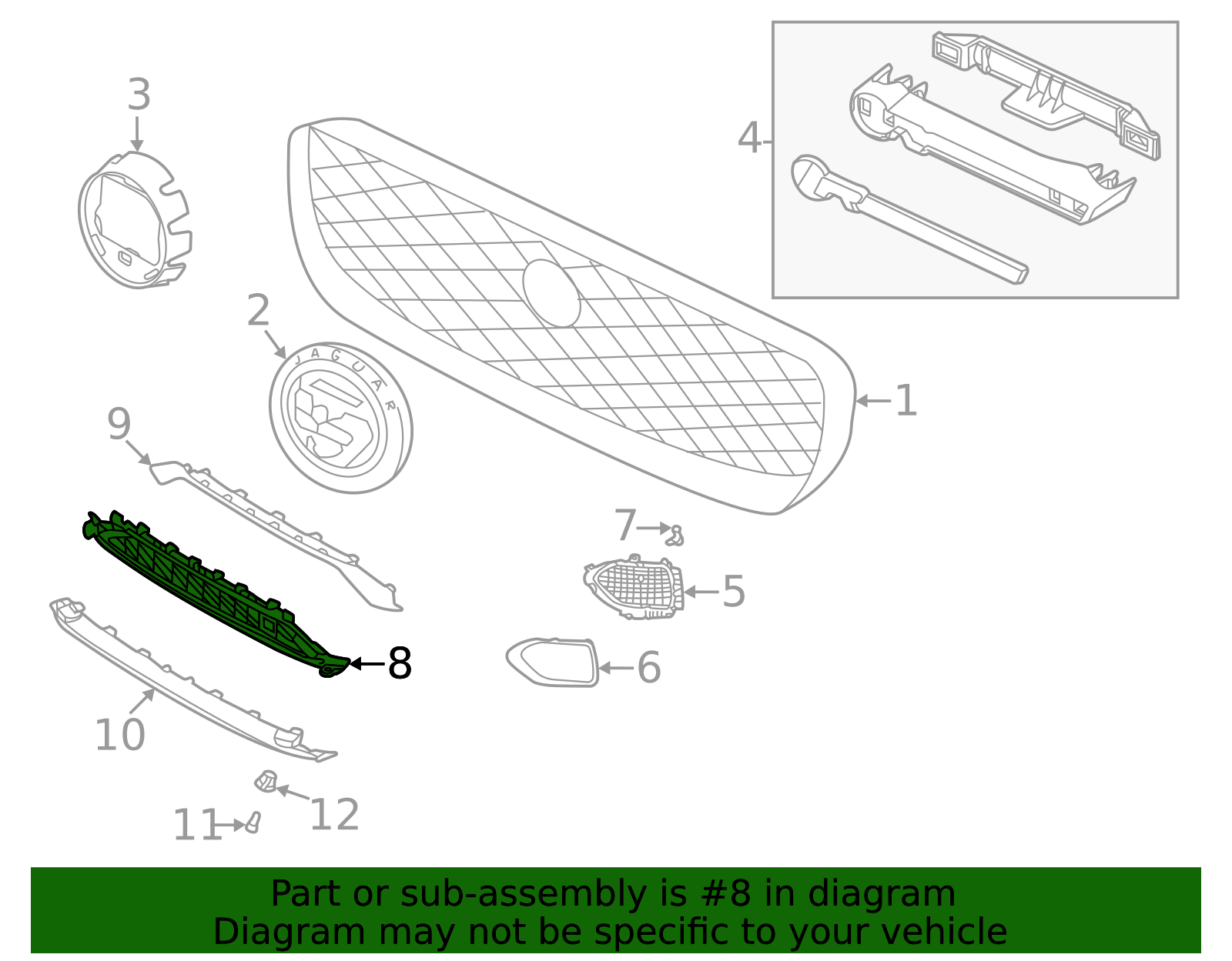 T2H52885 - Outer Grille 2021 Jaguar XF | Land Rover OEM Parts