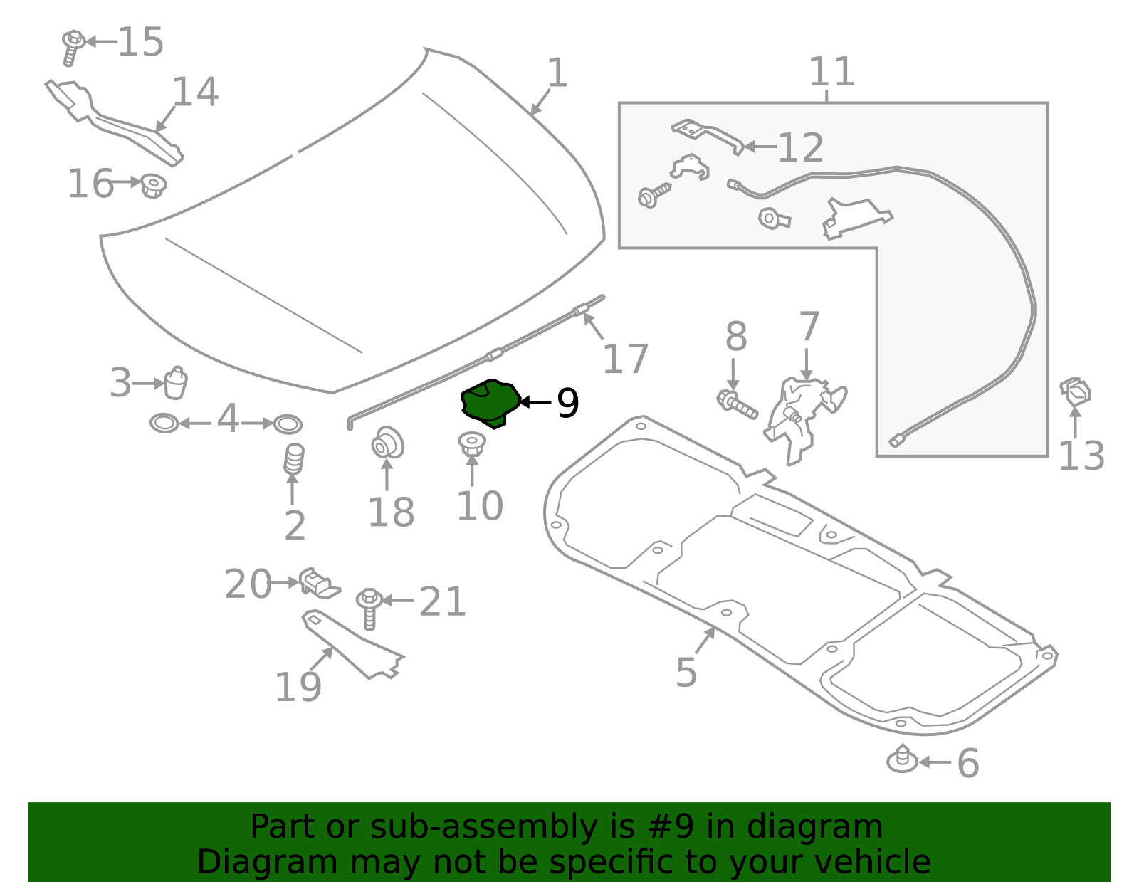 2017-2025 Subaru Hood Latch Striker Plate 57311FL010 | Subaru Parts Guys