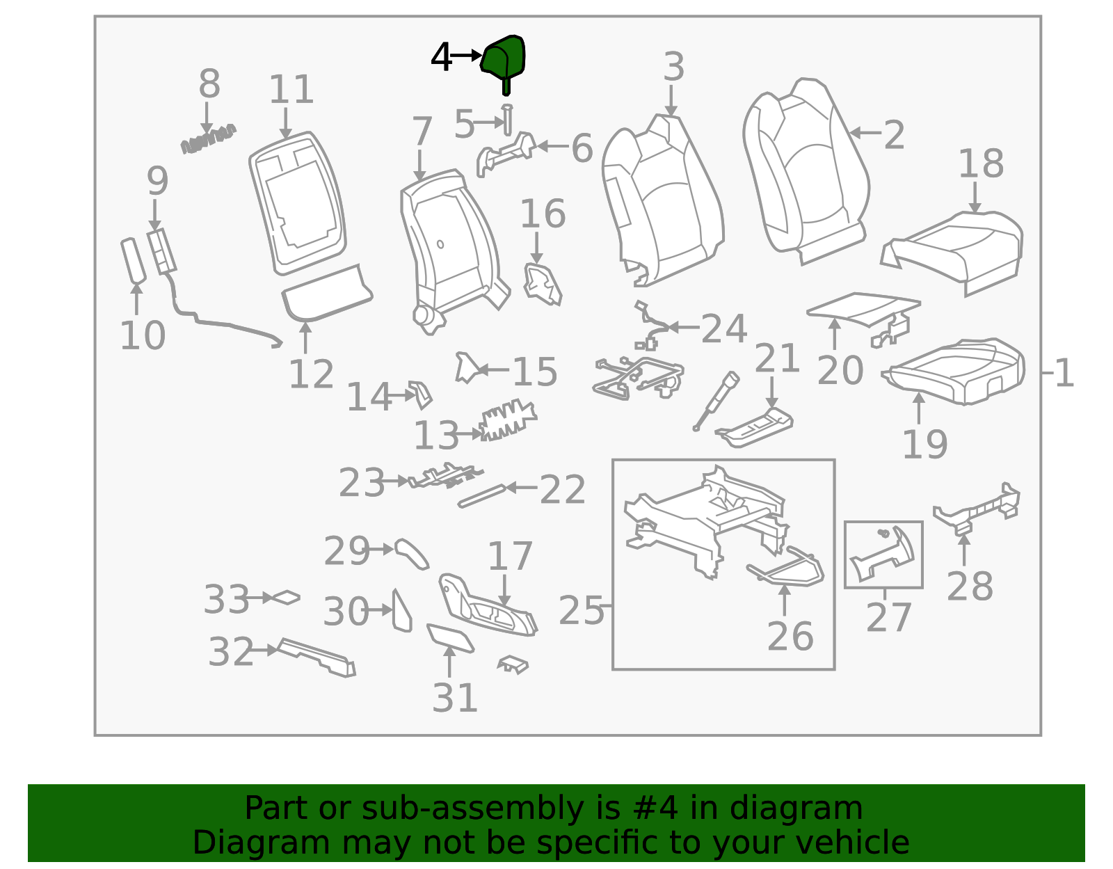 25941634 - High-Quality Dark Titanium Front Seat Head Restraint for ...