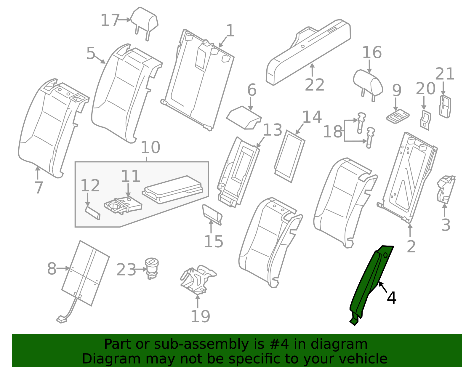 4G0-885-704-BE-22A - 2012-2018 Audi - Seat Back Bolster Assembly 2012 ...