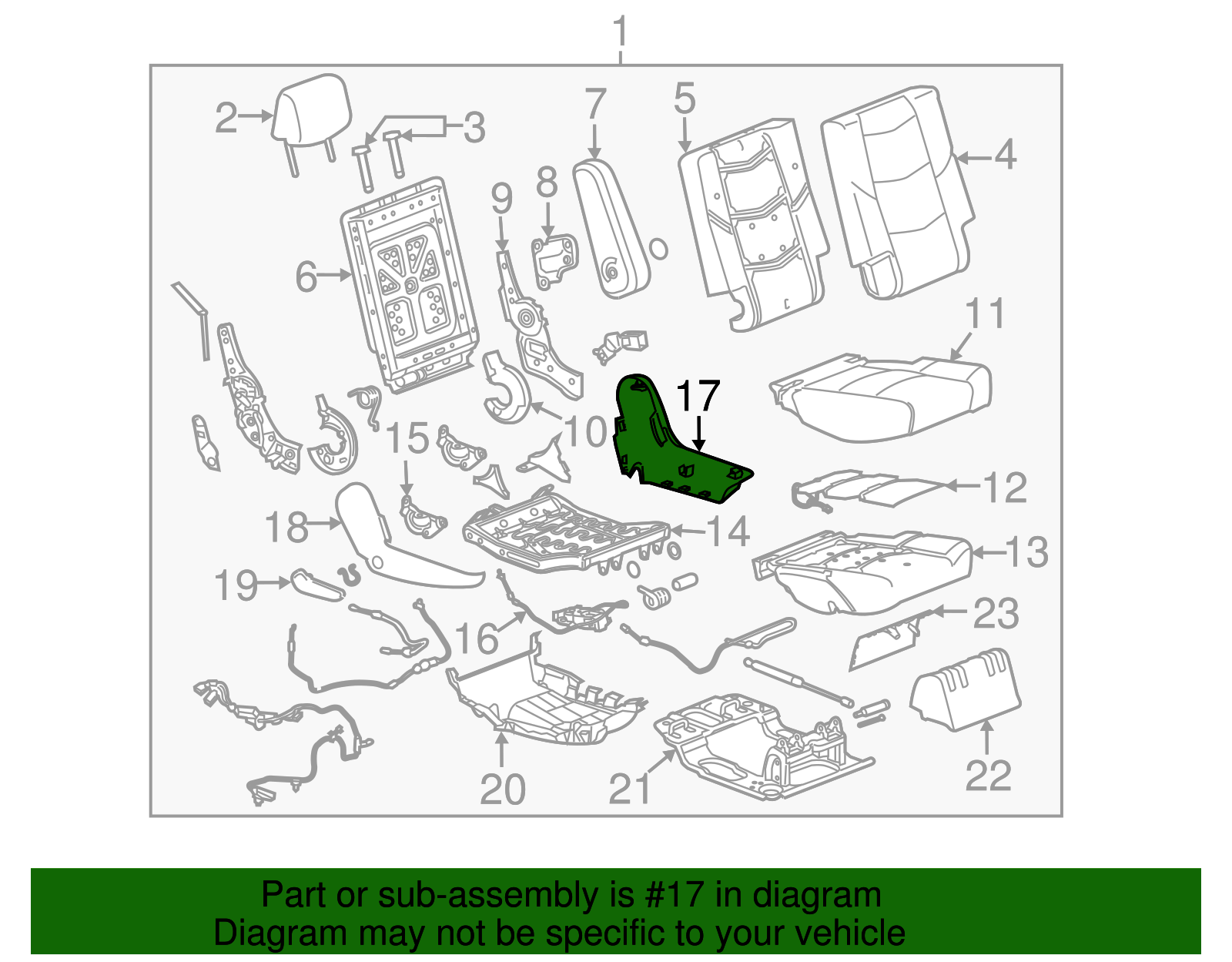 2015-2020 GM Cocoa Rear Seat Frame Outer Finish Cover 23293024 ...
