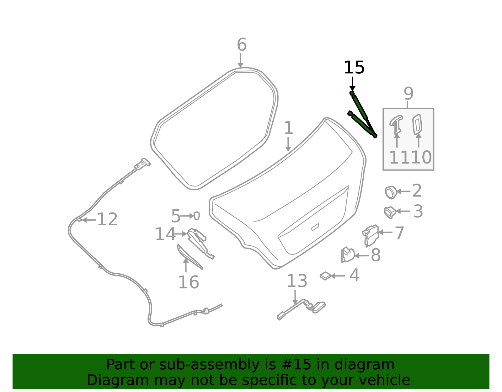 2009-2014 Nissan Maxima Trunk Lid Lift Support 84430-9N00A | OEM Parts ...