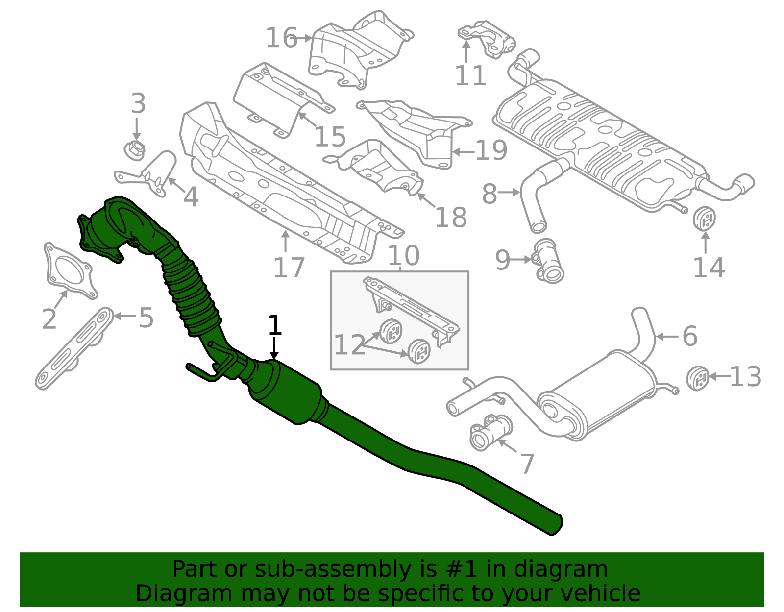 5C0-254-500-L - Converter & Pipe 2012-2013 Volkswagen | Wolfsburg Parts ...