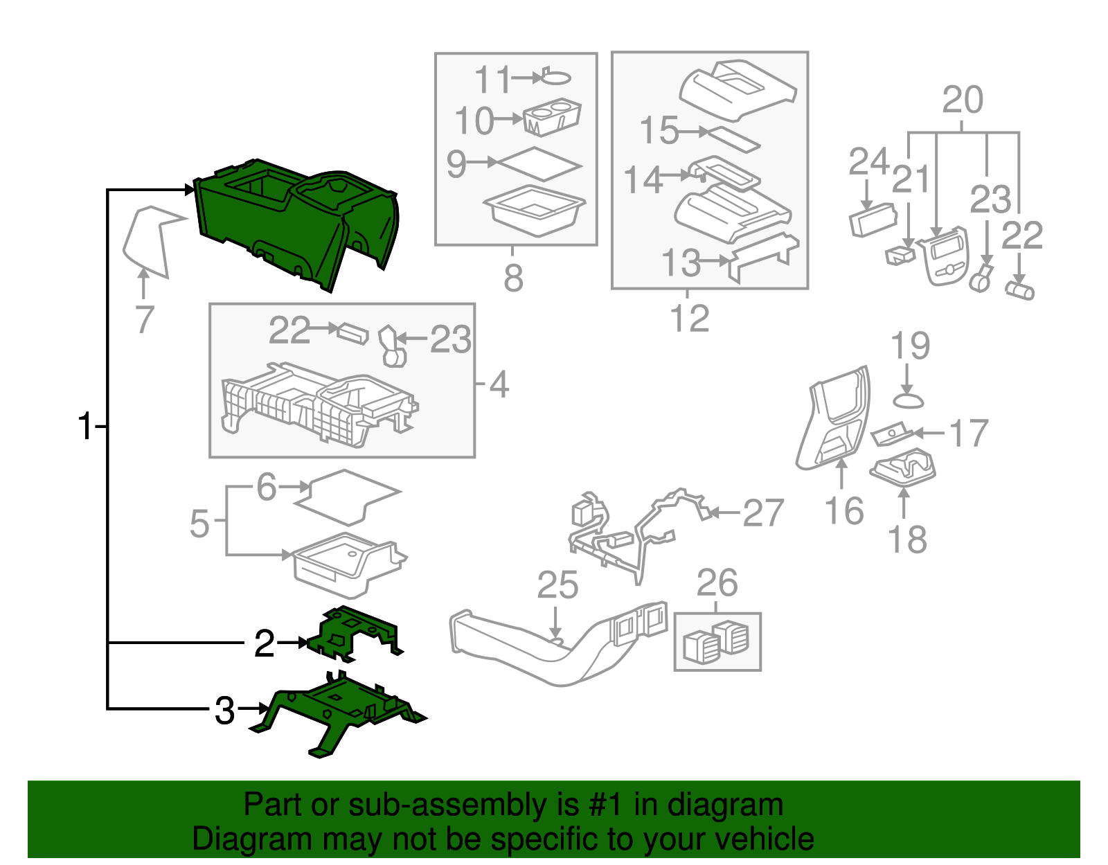 2007-2009 Chevrolet Avalanche Console Assembly 15910763 | Capital Chevy ...