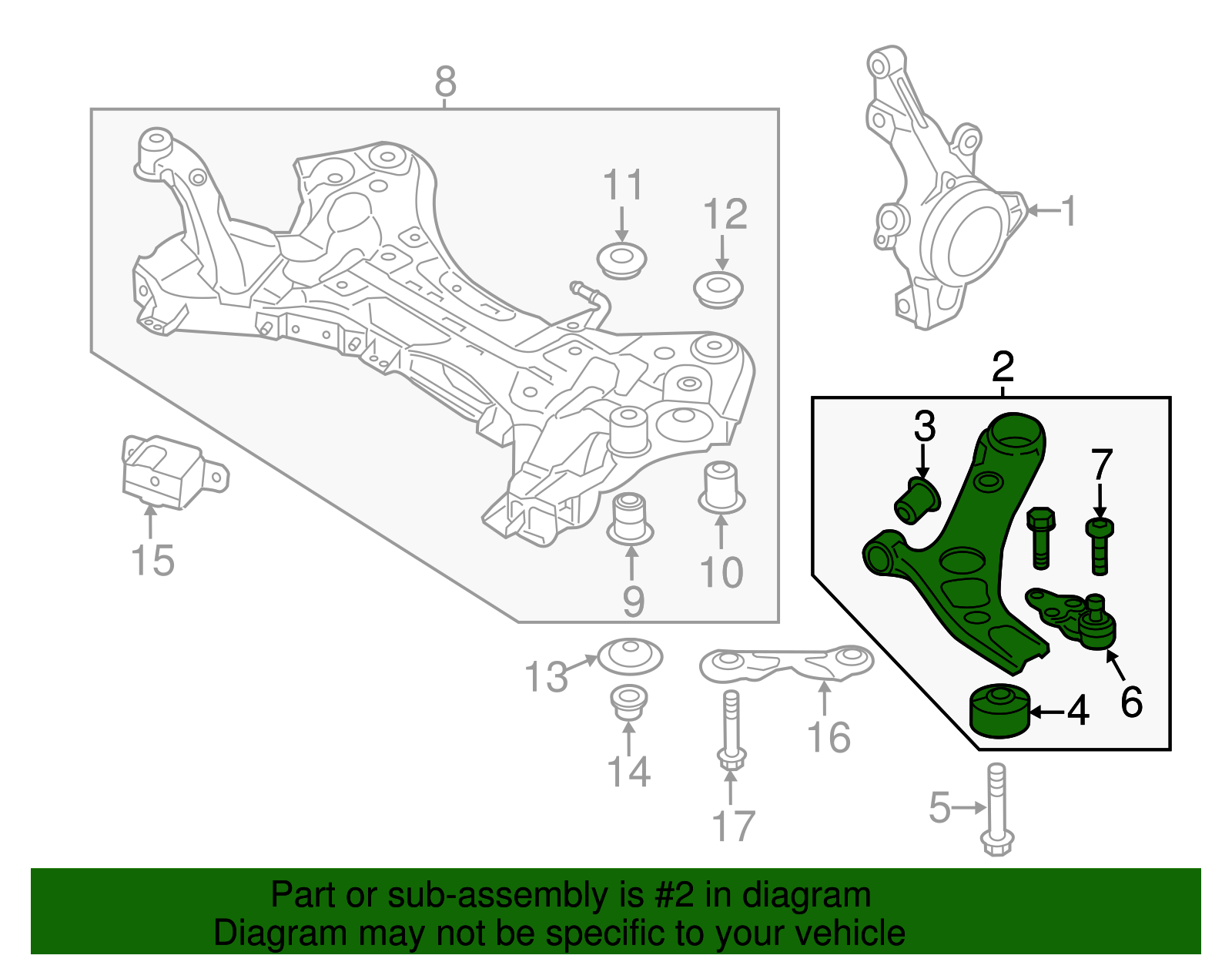 2014-2016 Kia Cadenza | Lower Control Arm | 54501-3R200 | Kia Auto Parts