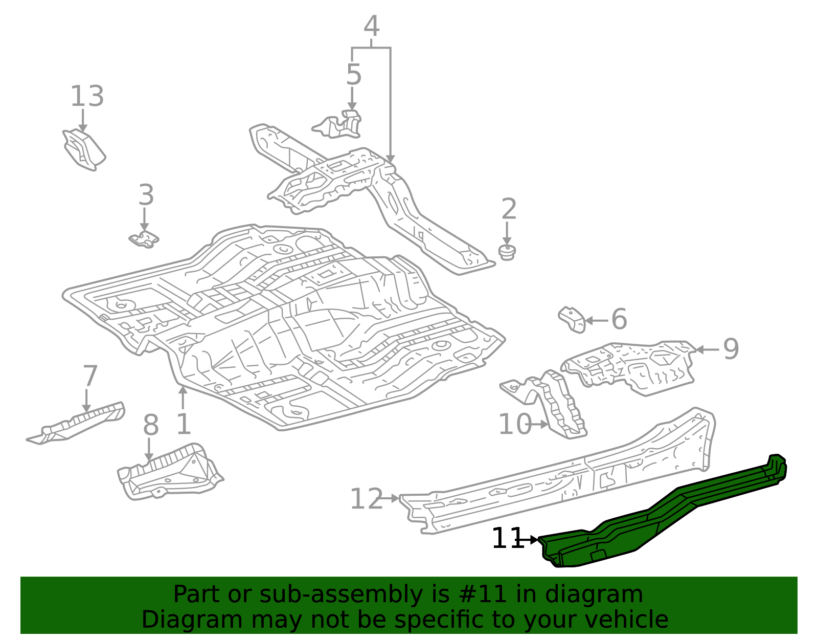 1996-1997 Toyota RAV4 Floor Side Rail 57402-42030 | BAM Wholesale Parts