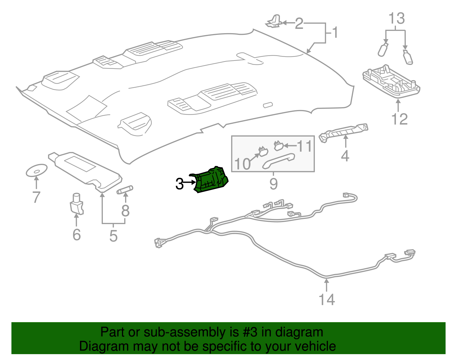 2013-2015 Toyota Avalon Headliner Spacer 66425-07010 | Toyota Parts Center