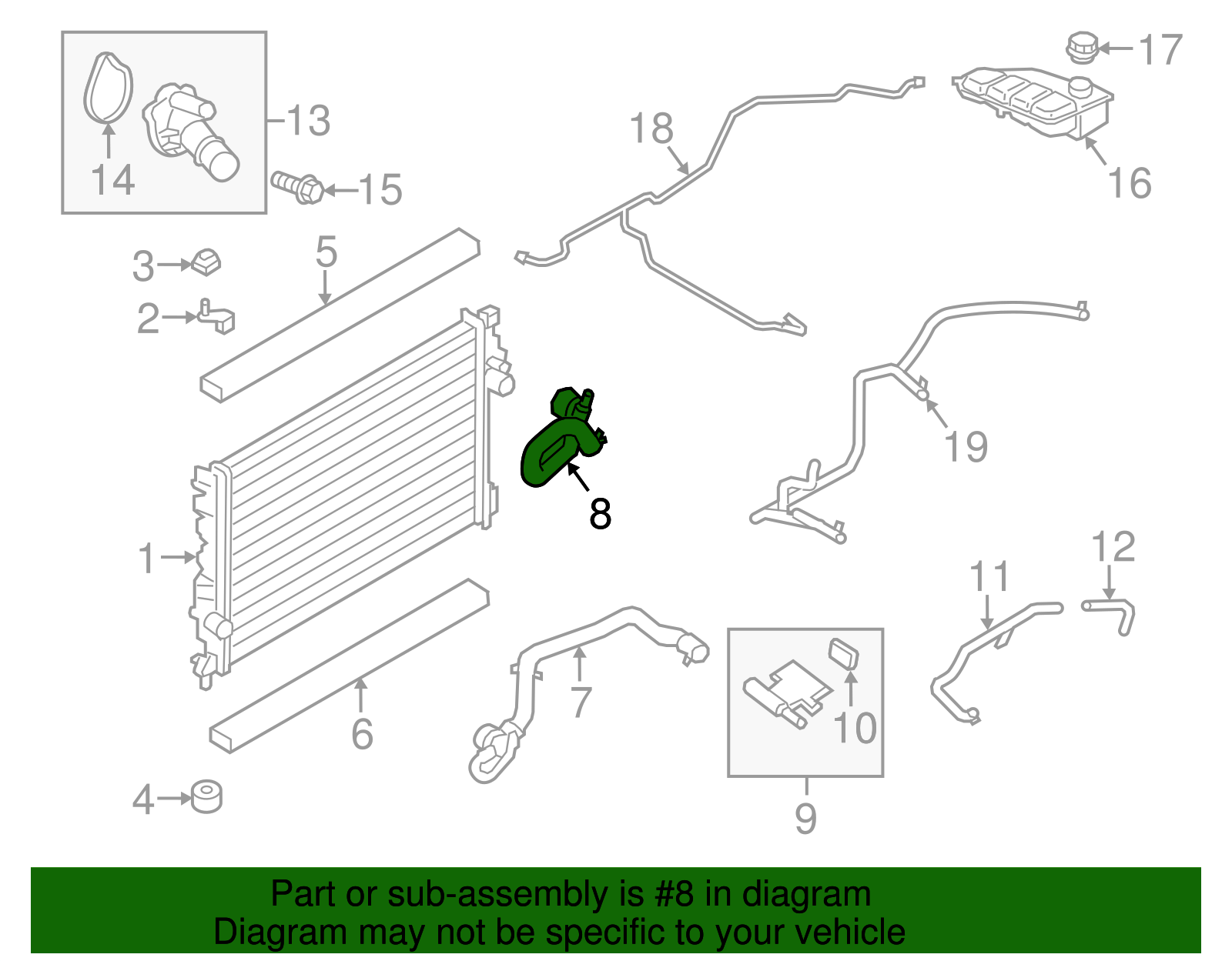 2013-2019 Ford Escape | Upper Hose | CV6Z-8286-M | Walls' Ford Parts