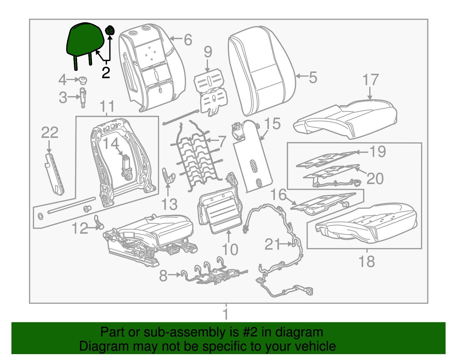 2014 Chevrolet Impala Dark Titanium Front Head Restraint 23111747 ...