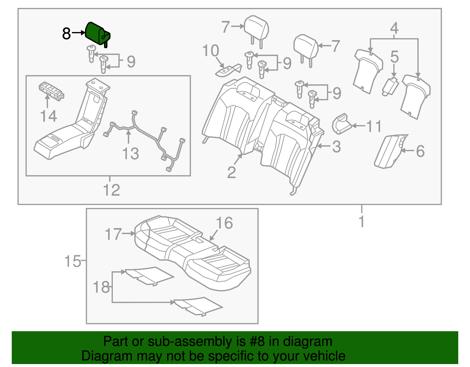 Hyundai - 89700-B1120-PPR - Headrest, Center - 2018-2020 Genesis G80 ...