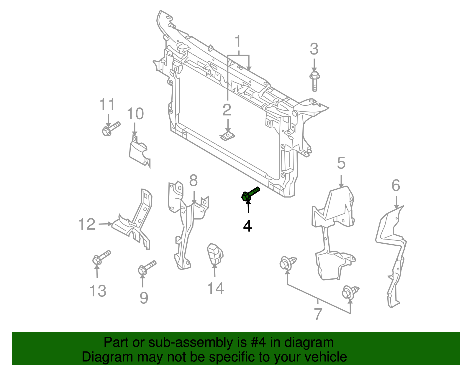 9YA0-20-642 - 2007-2015 Mazda - Radiator Support Lower Bolt | Mazda ...