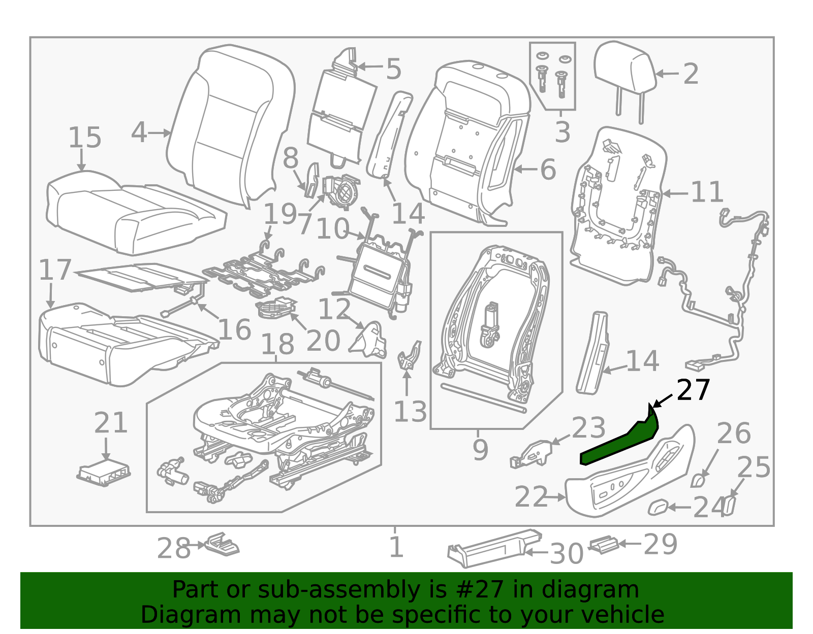 2015-2020 GM Cocoa Driver Seat Adjuster Finish Cover 84147828 | Shop ...