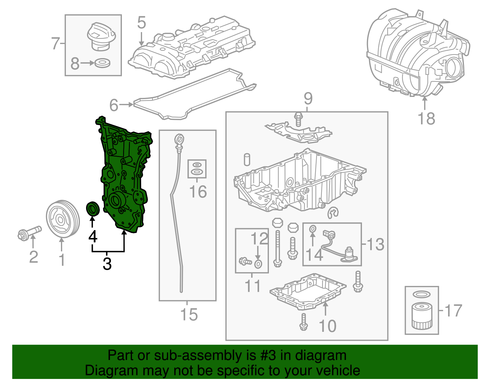 2016-2022 GM Engine Front Cover with Crankshaft Front Oil Seal 25203060 ...