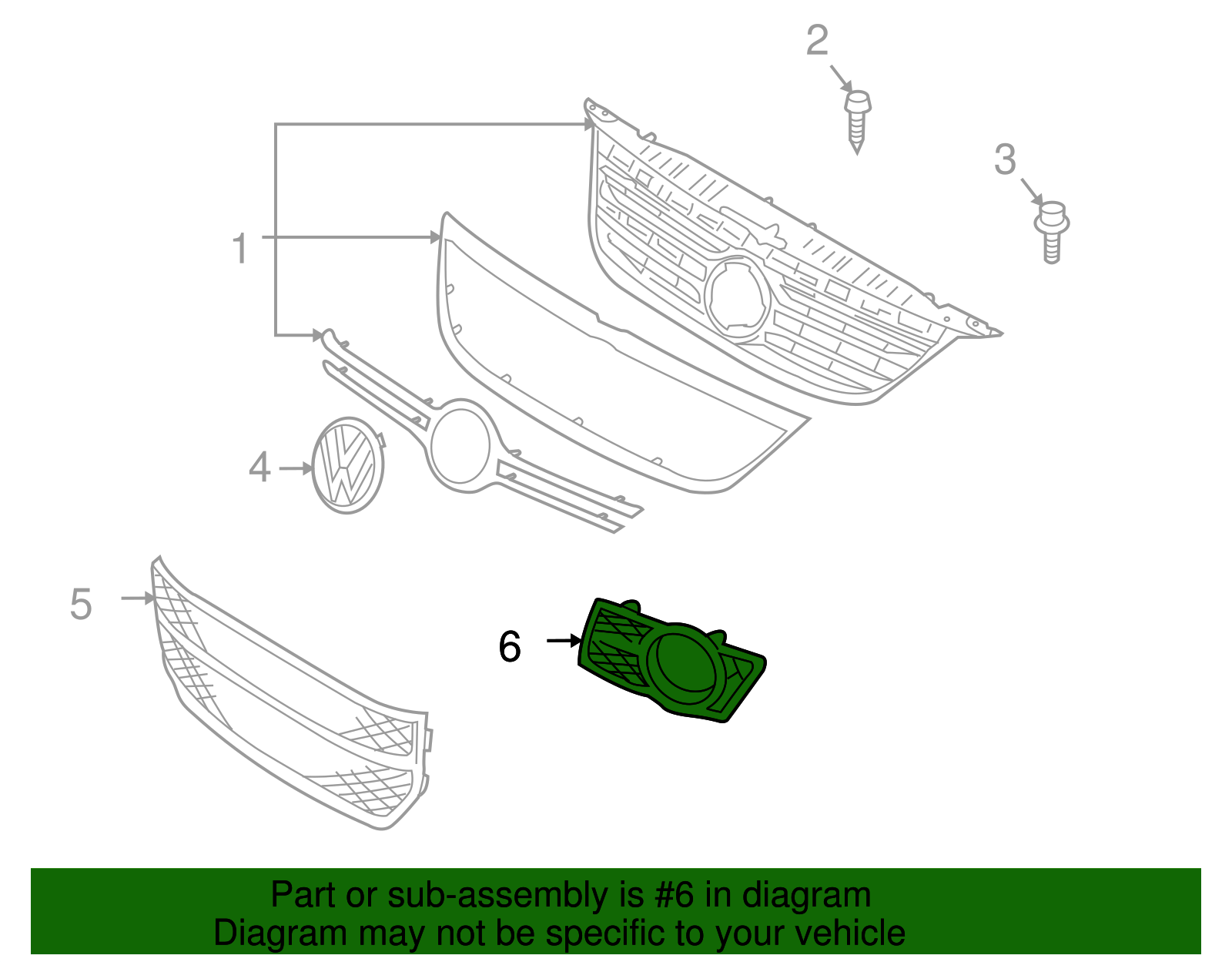 5N0-853-665-9B9 - Volkswagen Outer Grille 2009-2011 Volkswagen Tiguan ...