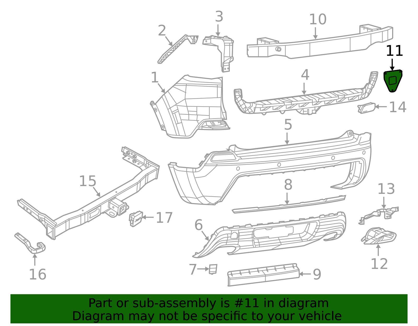 2014-2023 Jeep Cherokee Fascia Bracket, Right & Left 68165758AB | Mopar ...