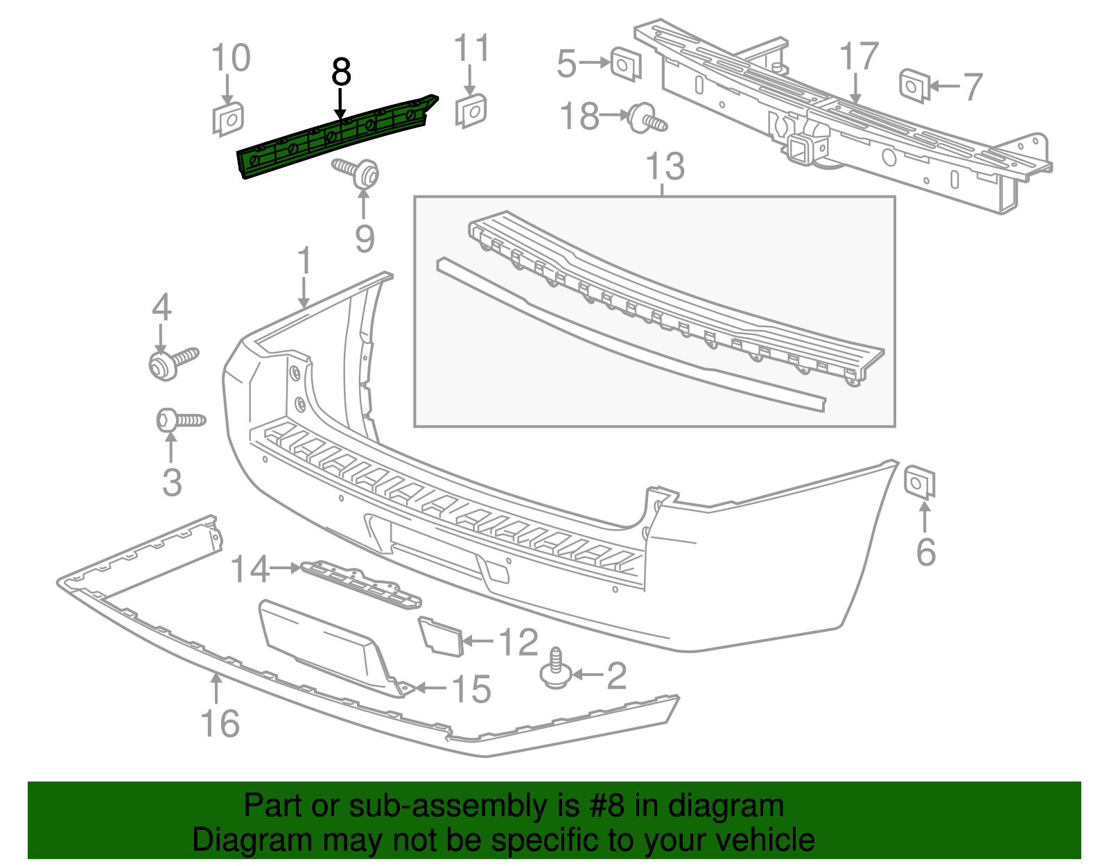 2015-2020 GM Passenger Side Rear Bumper Fascia Guide 22806432 GM ...