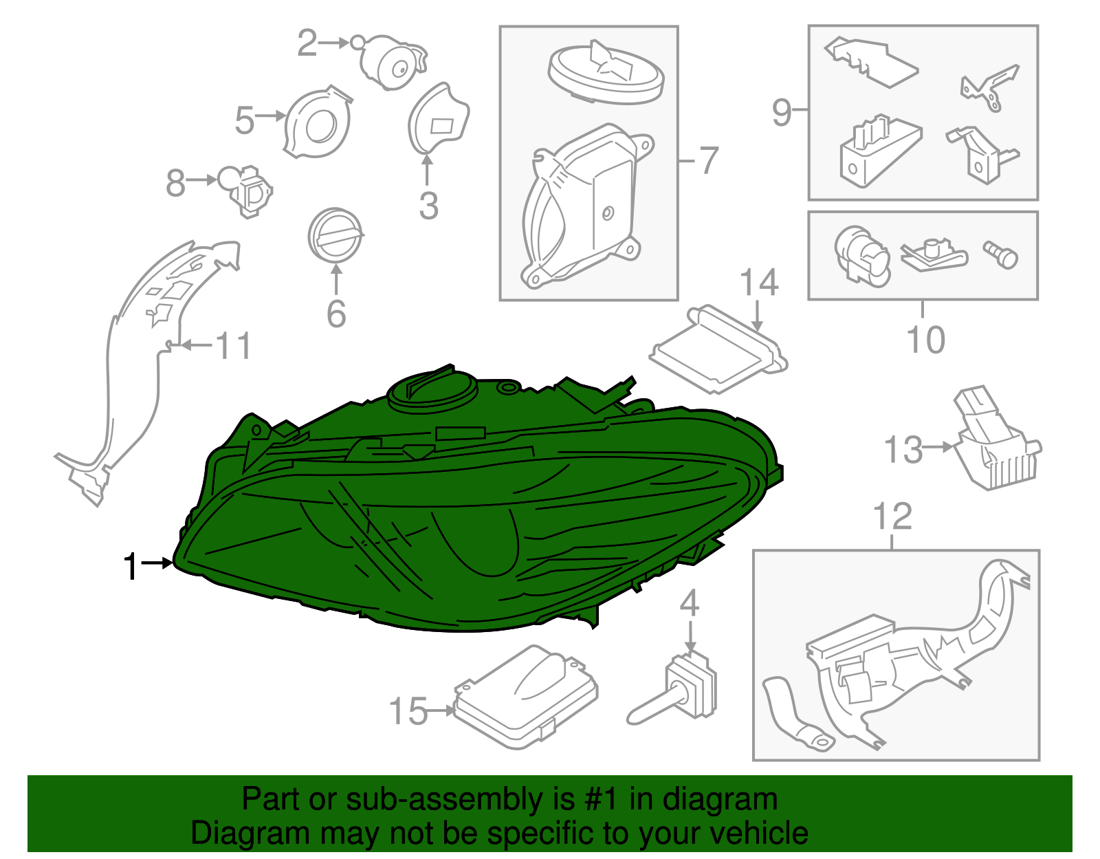 63117343905 - 2013-2016 BMW 5 Series Left Driver's Headlamp Headlight ...