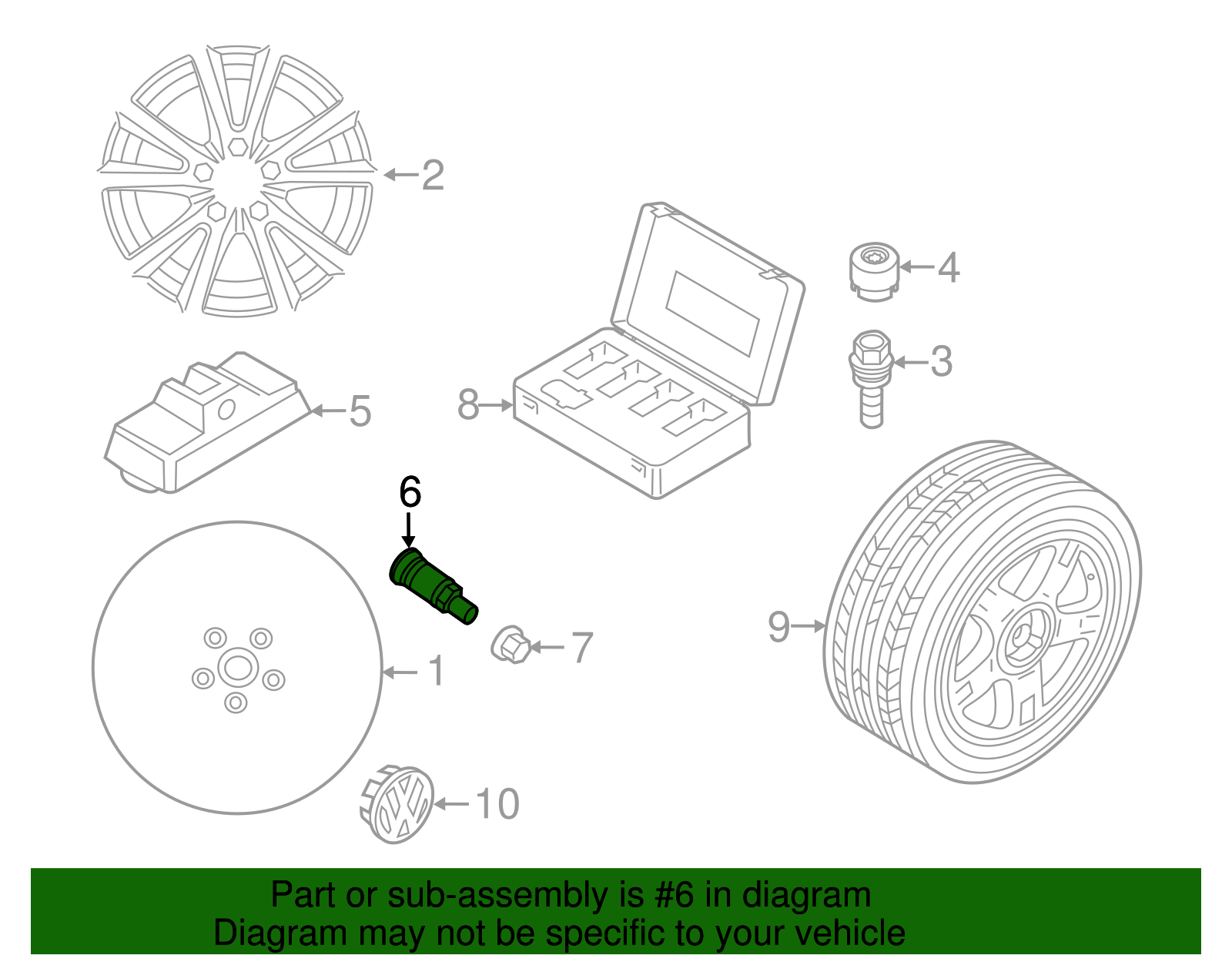 4D0-601-361 - Valve Stem 2004-2015 Volkswagen | Wolfsburg Parts Direct