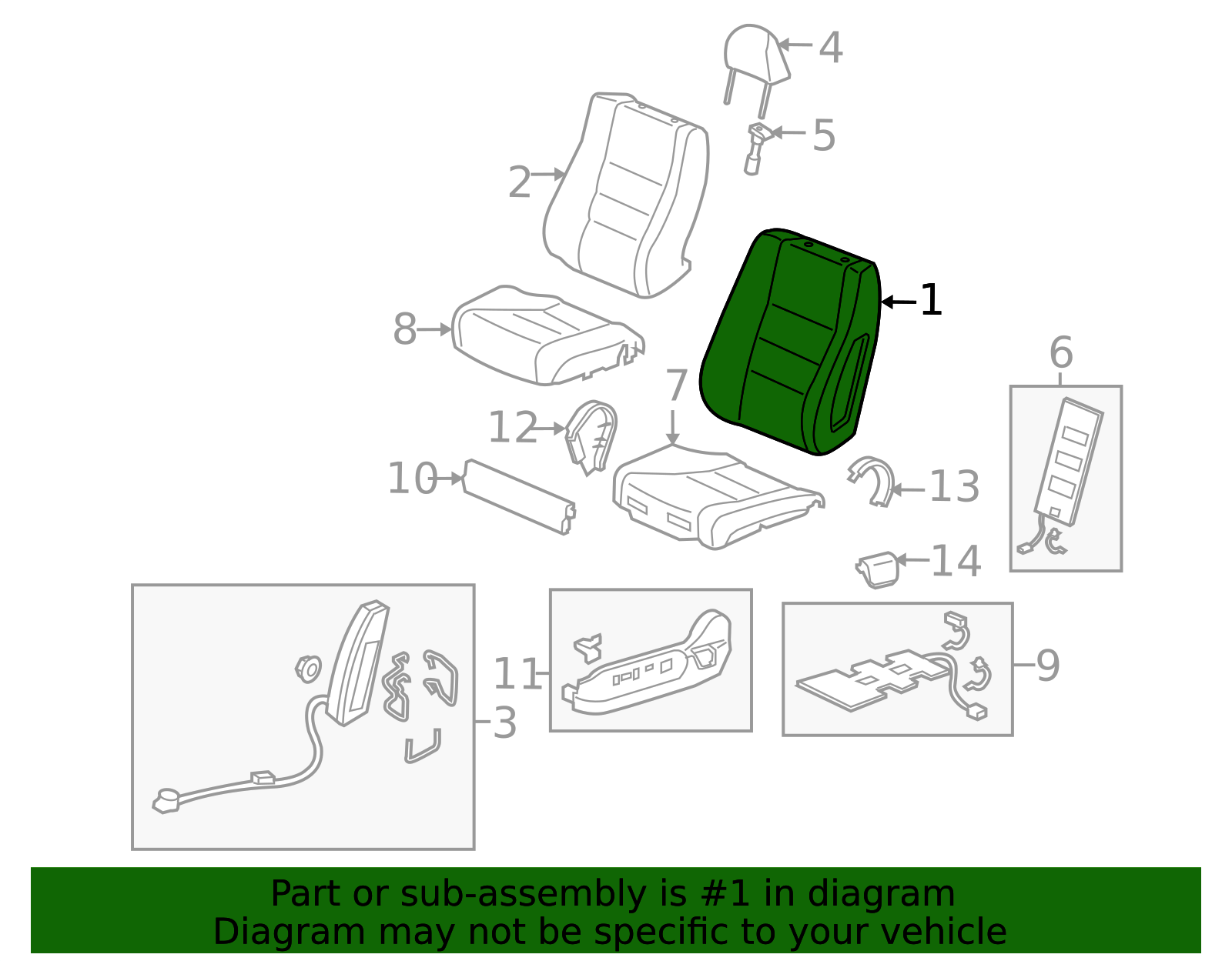 81127-TP6-A11 - 2011-2015 Honda - Pad R Front Seat-Back (With Opds ...
