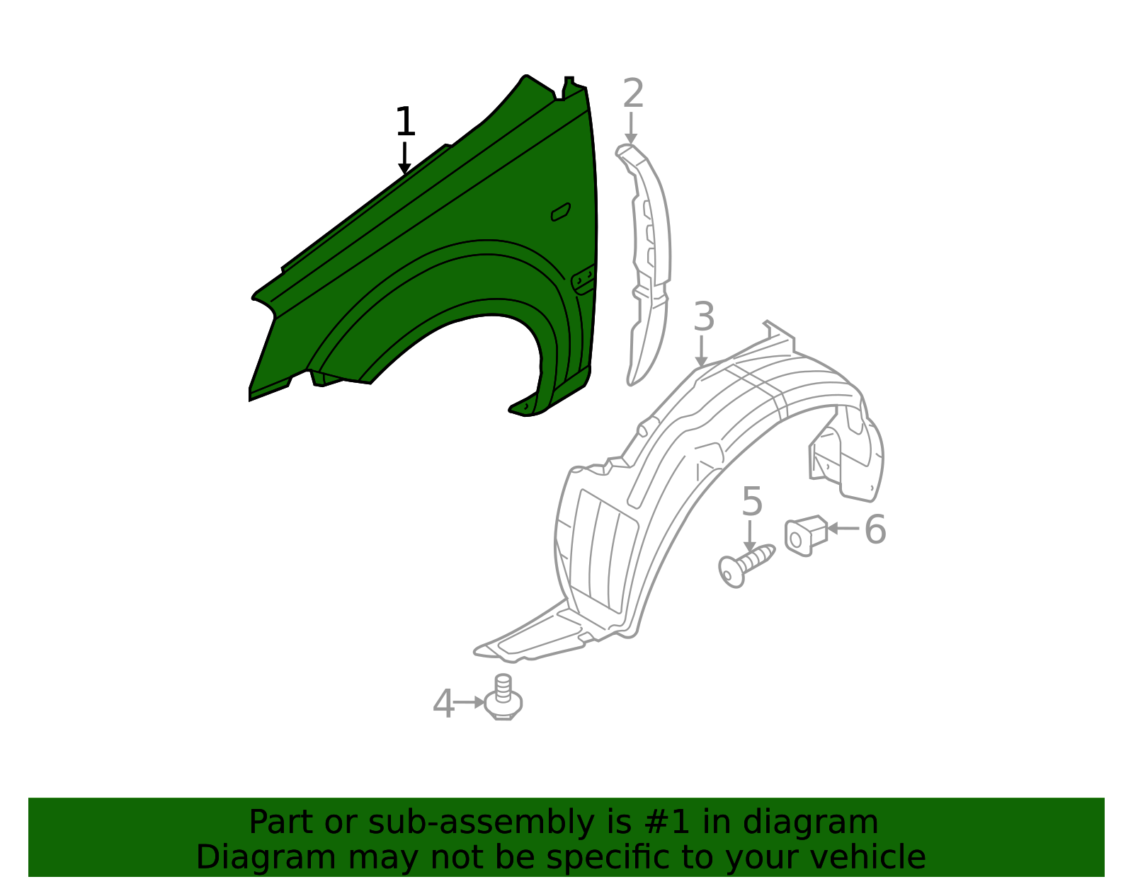 2006-2011 Hyundai Accent Fender 66321-1E300 | QuirkParts