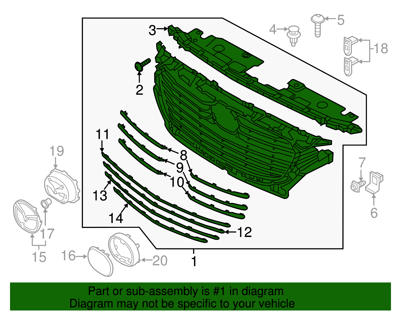 D10L-50-710J - Grille Assembly - 2016-2018 Mazda CX-3 | Mazda Parts Factor
