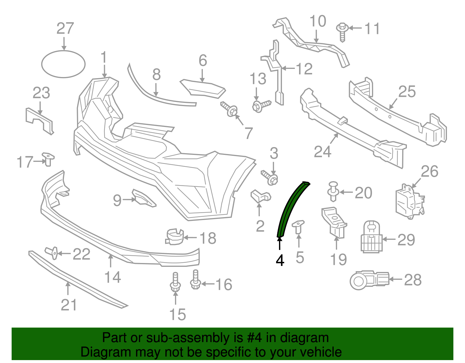 2016-2018 Toyota RAV4 Bumper Trim (Left, Front) 52113-0R050 | OEM Parts ...
