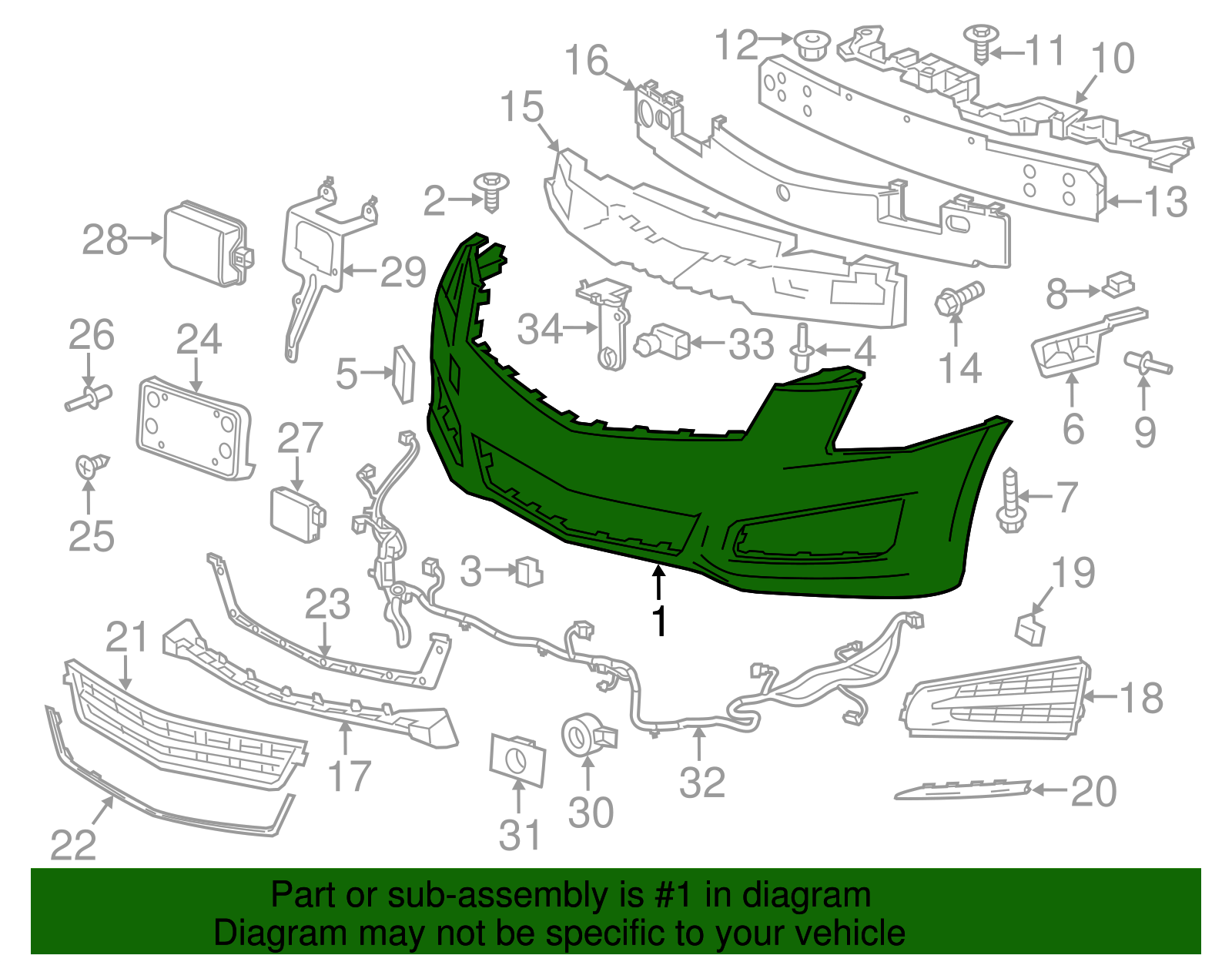 2013-2014 Cadillac ATS Front Upper Bumper Cover 22878681 | TascaParts.com