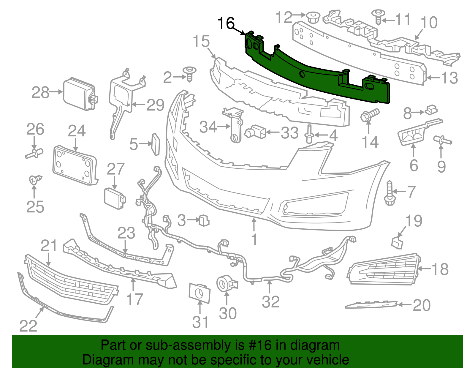 20912421 - 2013-2014 Cadillac ATS - Front Upper Bumper Fascia Energy ...