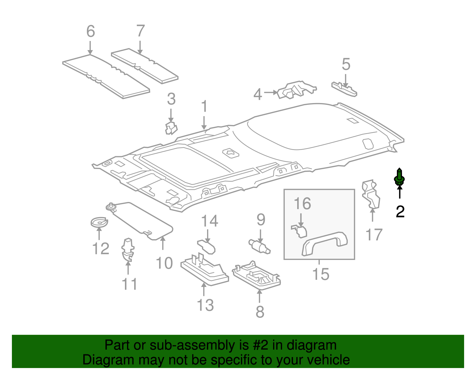 Genuine Toyota Headliner Retainer Clip part# 90467-05164-B0 for 2003 ...