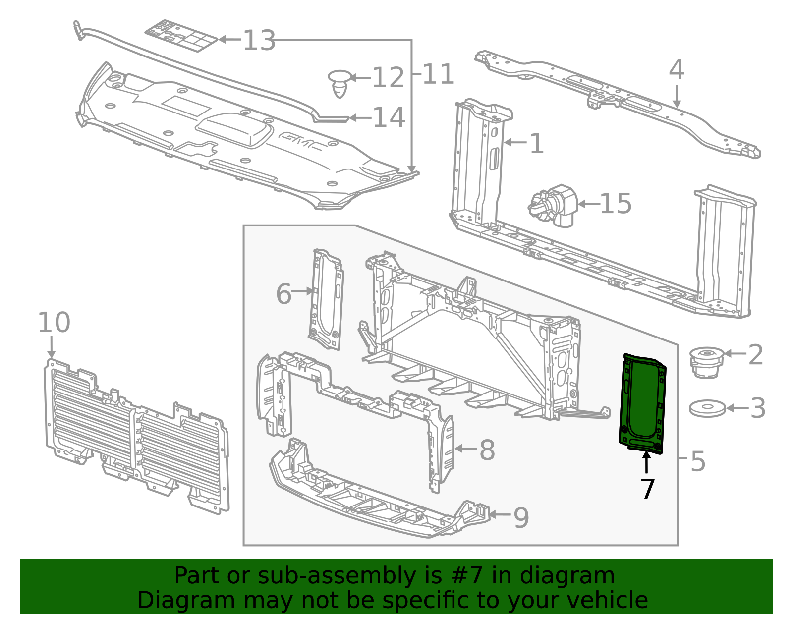 2015-2020 GM Driver Side Head Lamp and Front Grille Mount Panel Bracket ...