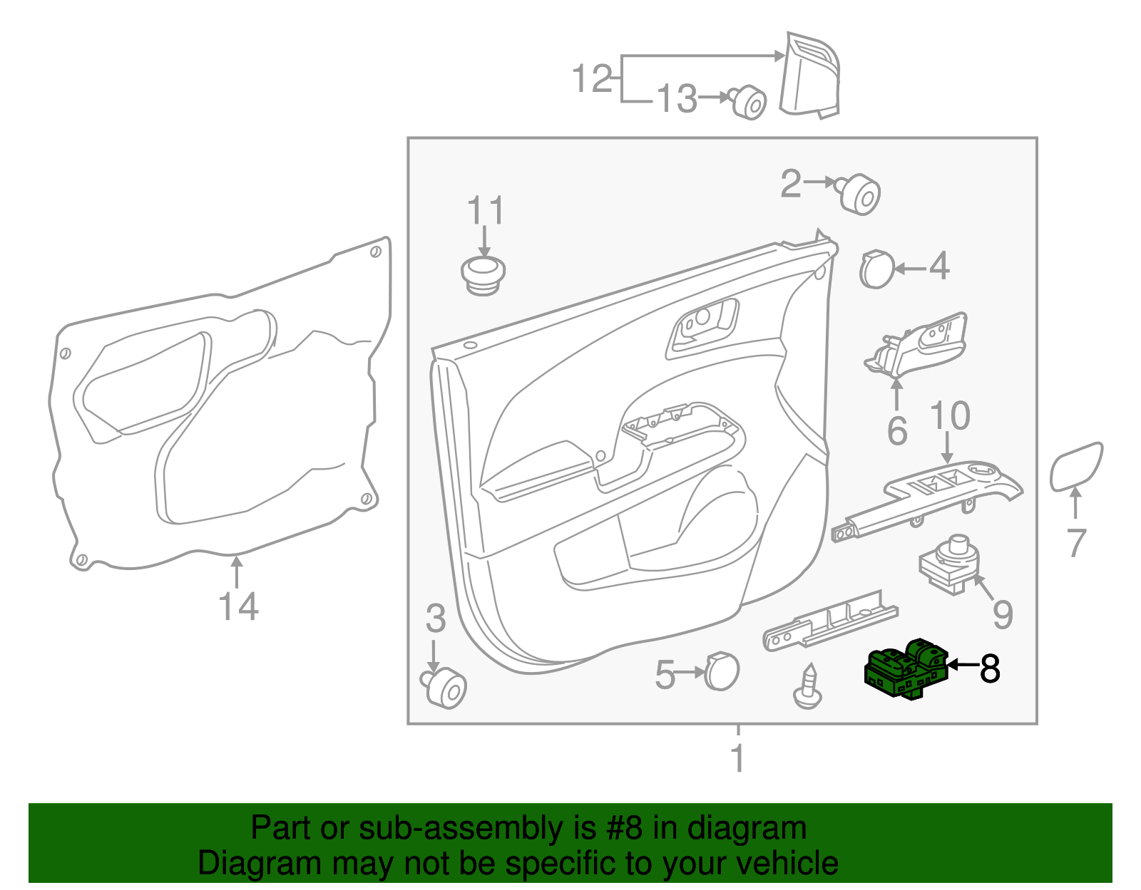 95188248 - Jet Black Front Passenger Side Window Switch - 2012-2019 ...