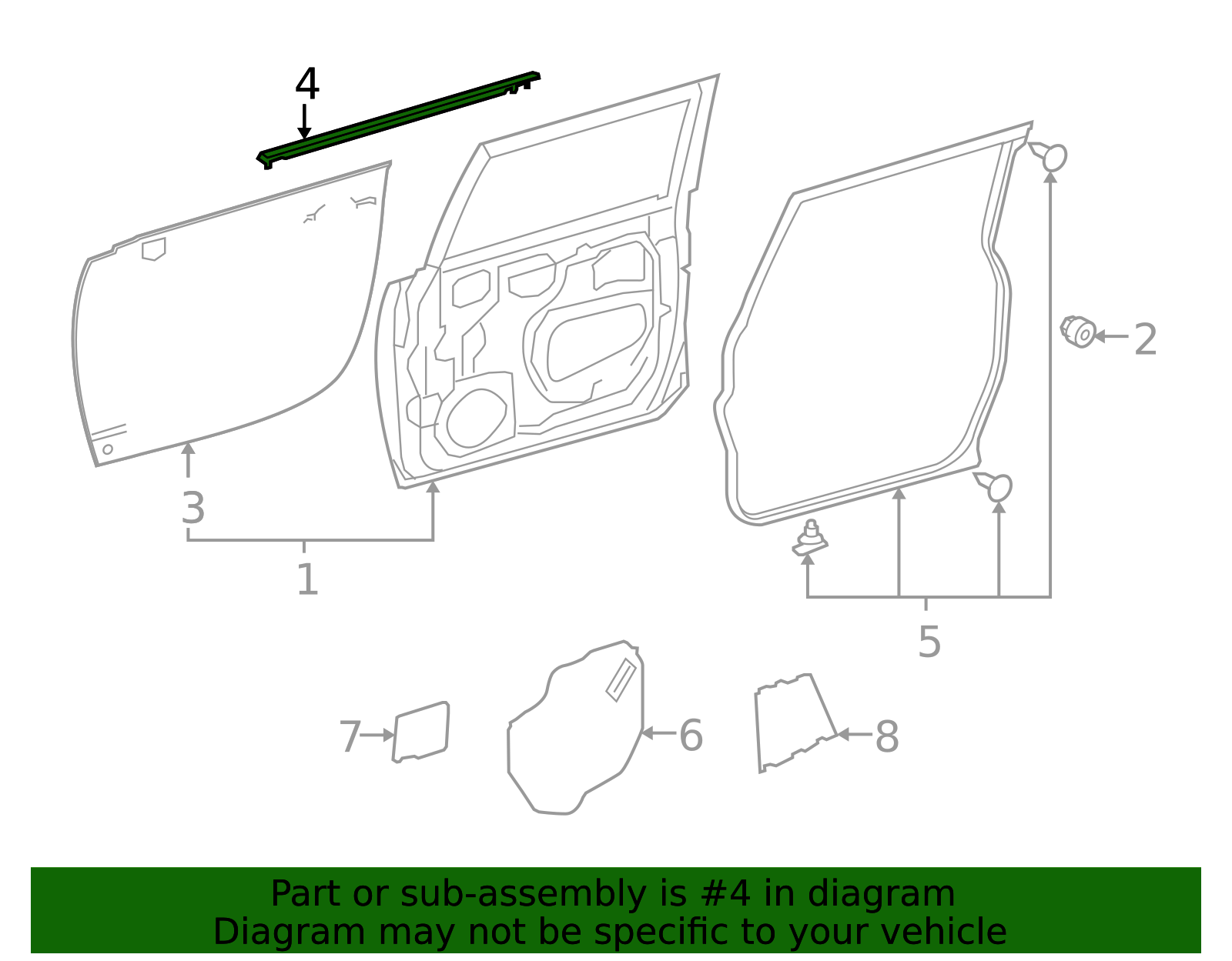 Door Window Belt Weatherstrip (Left, Front) 6816235073 | Toyota Parts ...