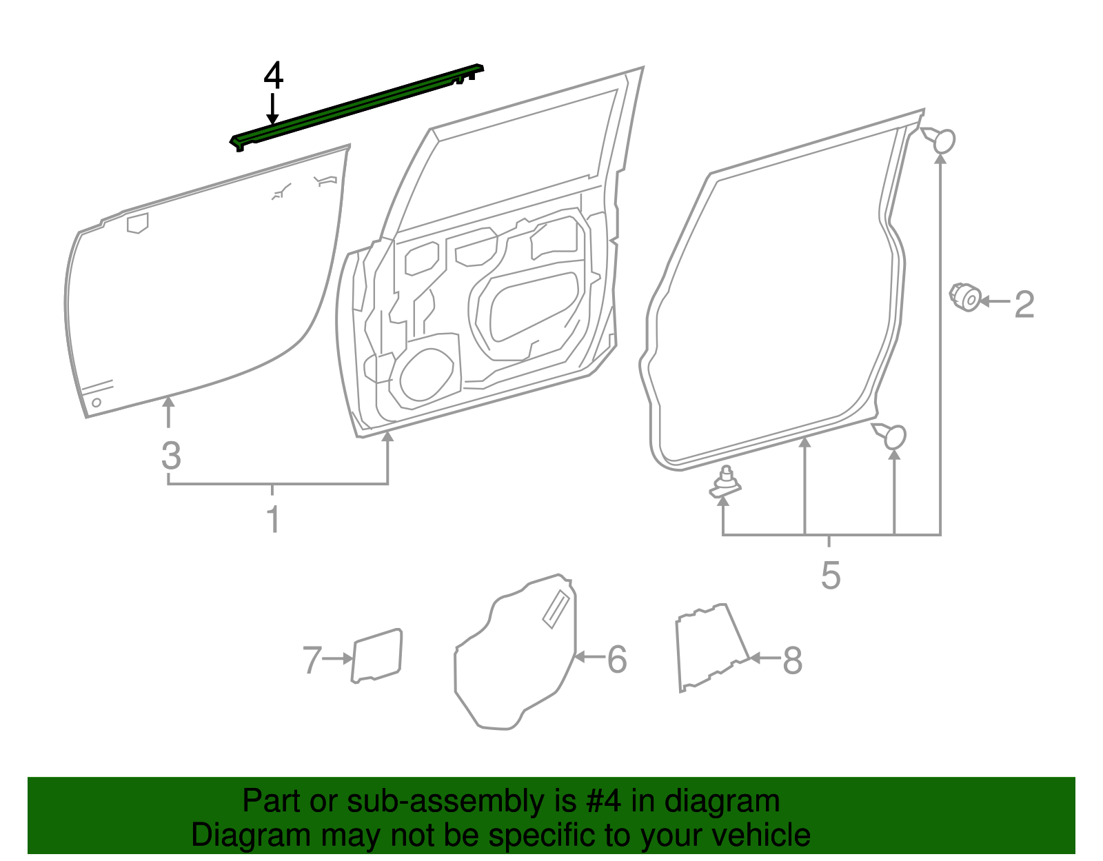 2007-2014 Toyota FJ Cruiser Door Window Belt Weatherstrip (Right, Front ...