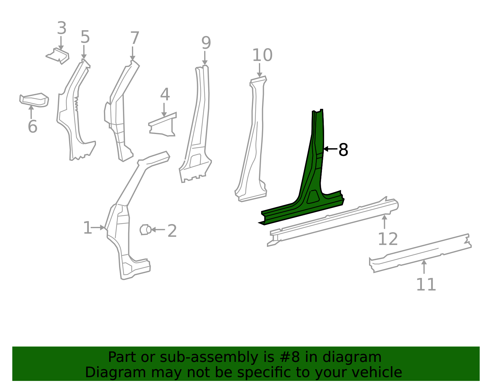 61311-12460 - High-Quality Body B-Pillar and Rocker Panel for 2008-2015 ...
