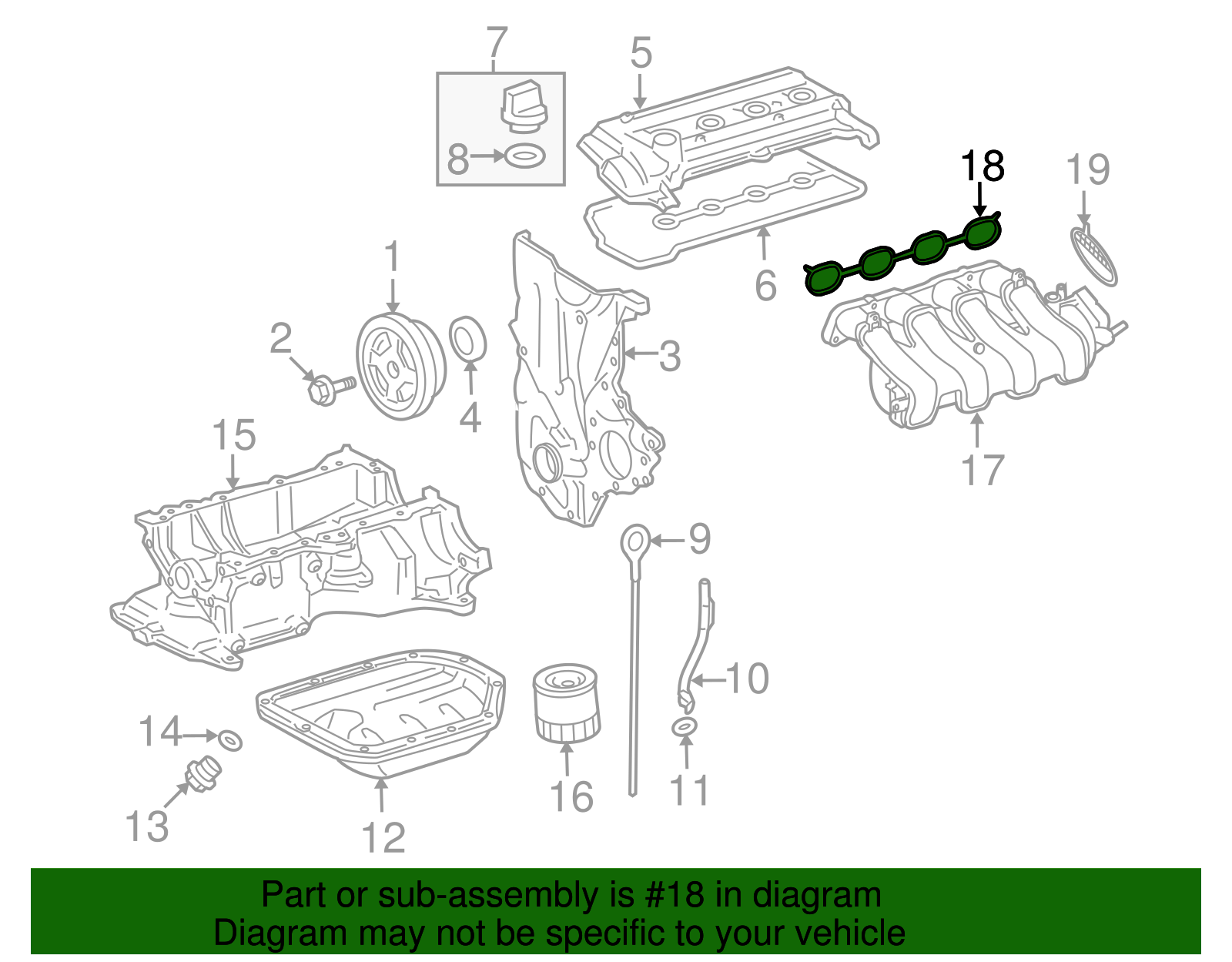 17177-21030 - Engine Intake Manifold Gasket 2000-2018 Toyota | Ed ...