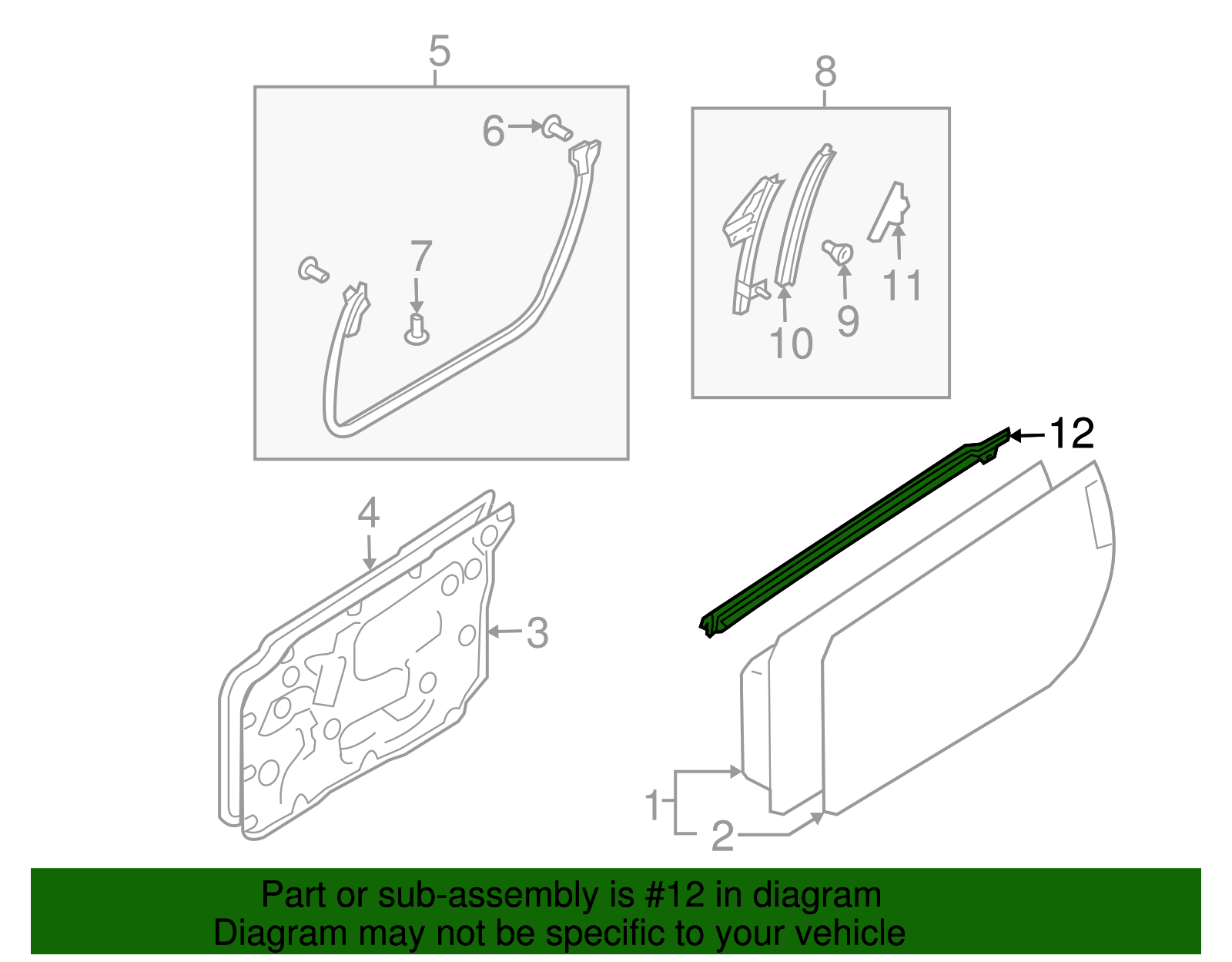 2004-2009 Nissan 350Z Door Window Belt Weatherstrip 80821-CE411 ...